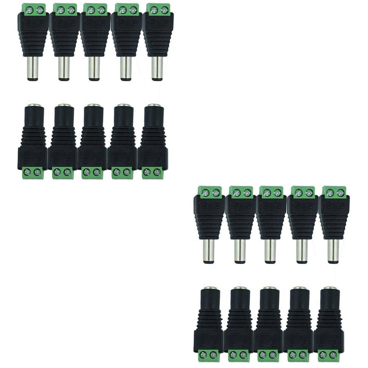Raindrops 10 pcs Male and 5pcs Female DC Power Connector Plug Cable Jack Adapter for CCTV Camera ...