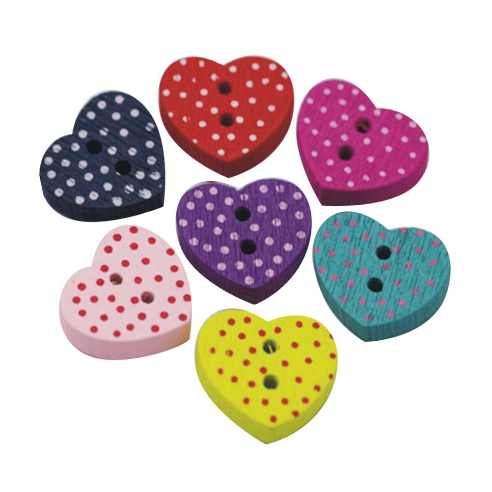 Raindrops 100 Pcs Buttons Decor Dotted Heart Buttons Child 1.3X1.5cm ...