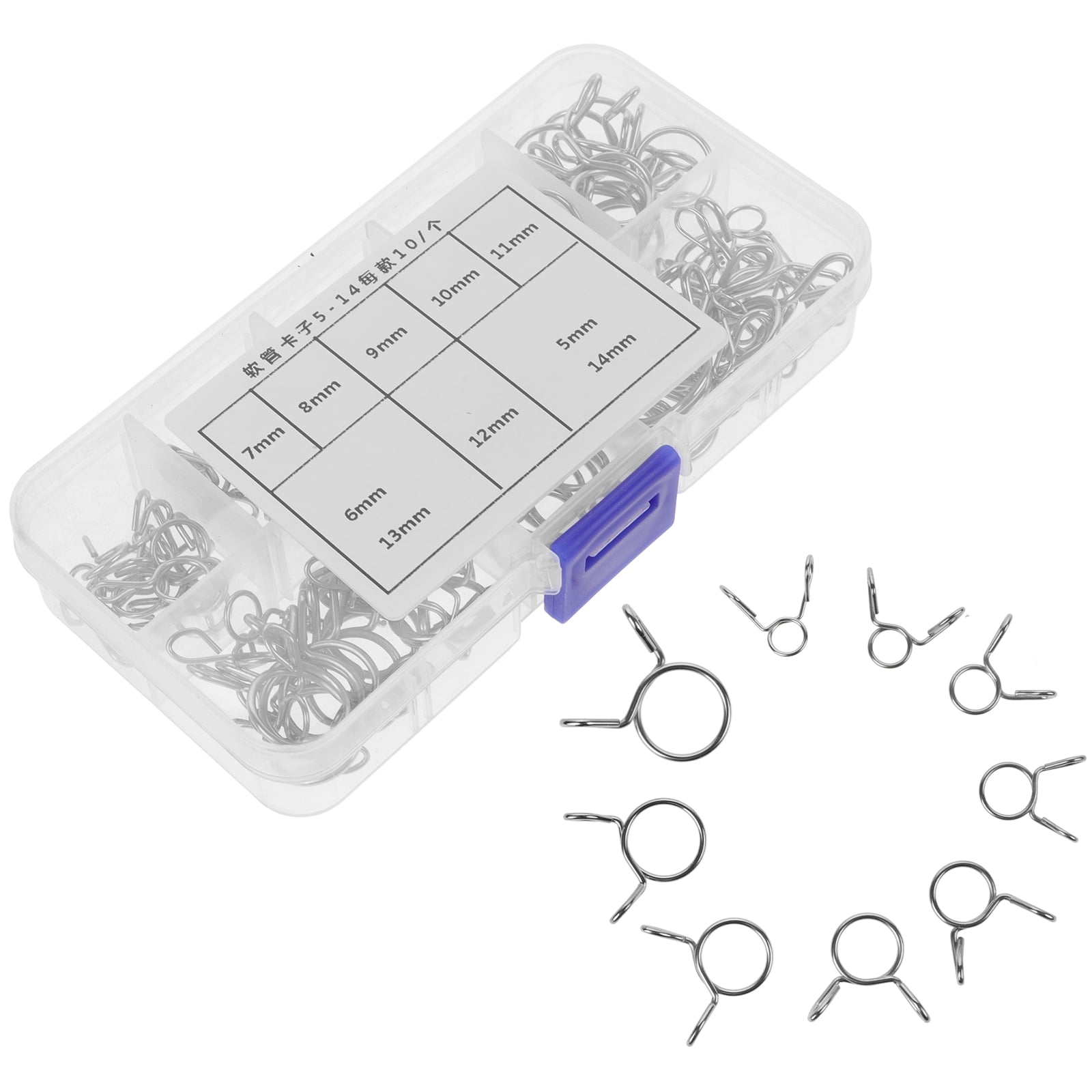 Raindrops 100 Pcs Hose Fastener Clamp Line Clips Tube Spring Silver ...