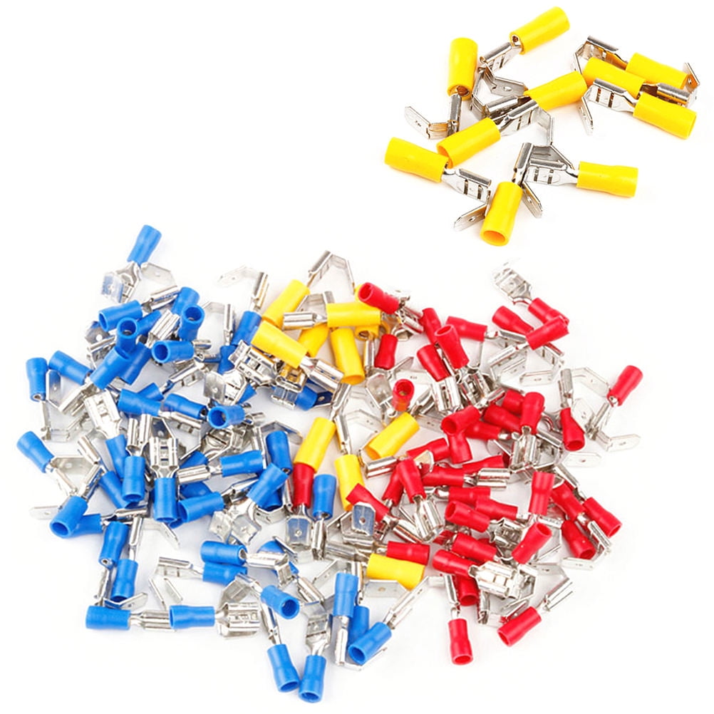 Raindrops 100 Pcs Male Spade Connector -PVC Insulation Wiring Terminal ...