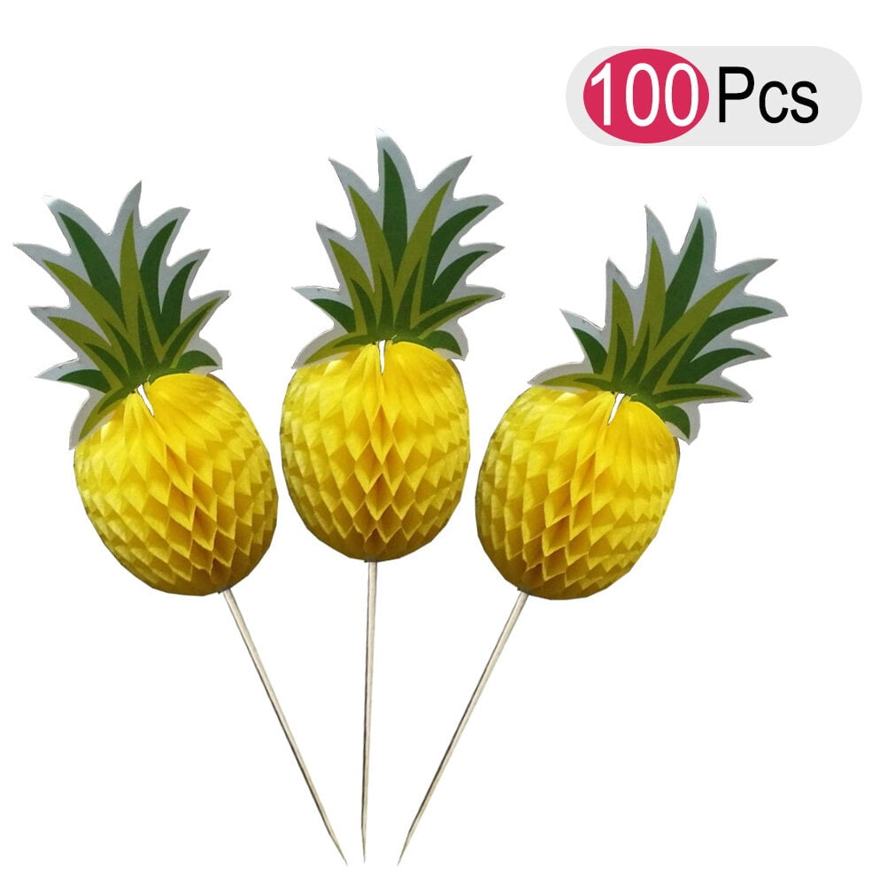 Raindrops 100 Pcs Pineapple Topper Pool Party Cupcake Toppers Fruit ...