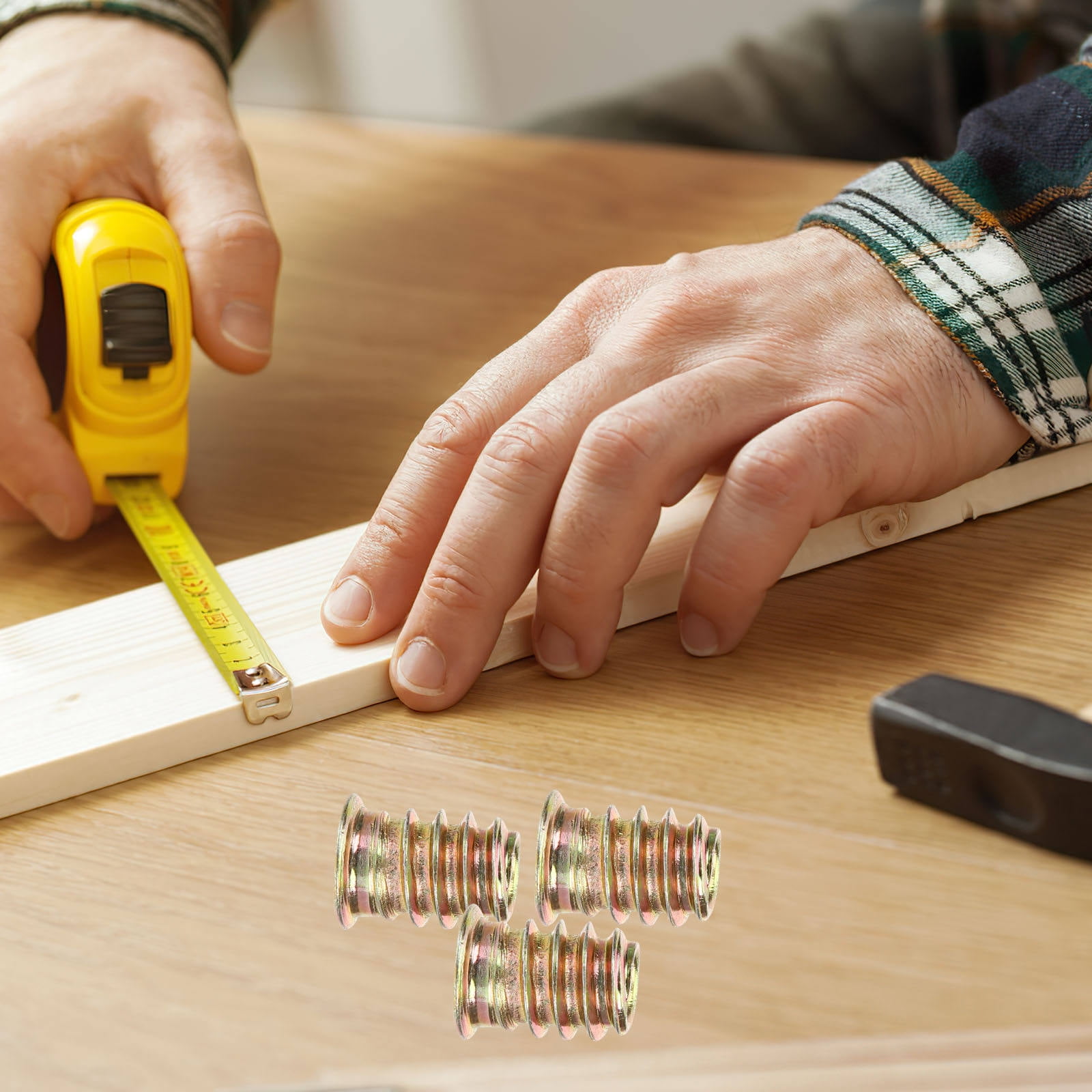 Raindrops 100 Pcs Threaded Insert Nut Furniture Connectors Inserts Bed Frame Hardware Golden ...