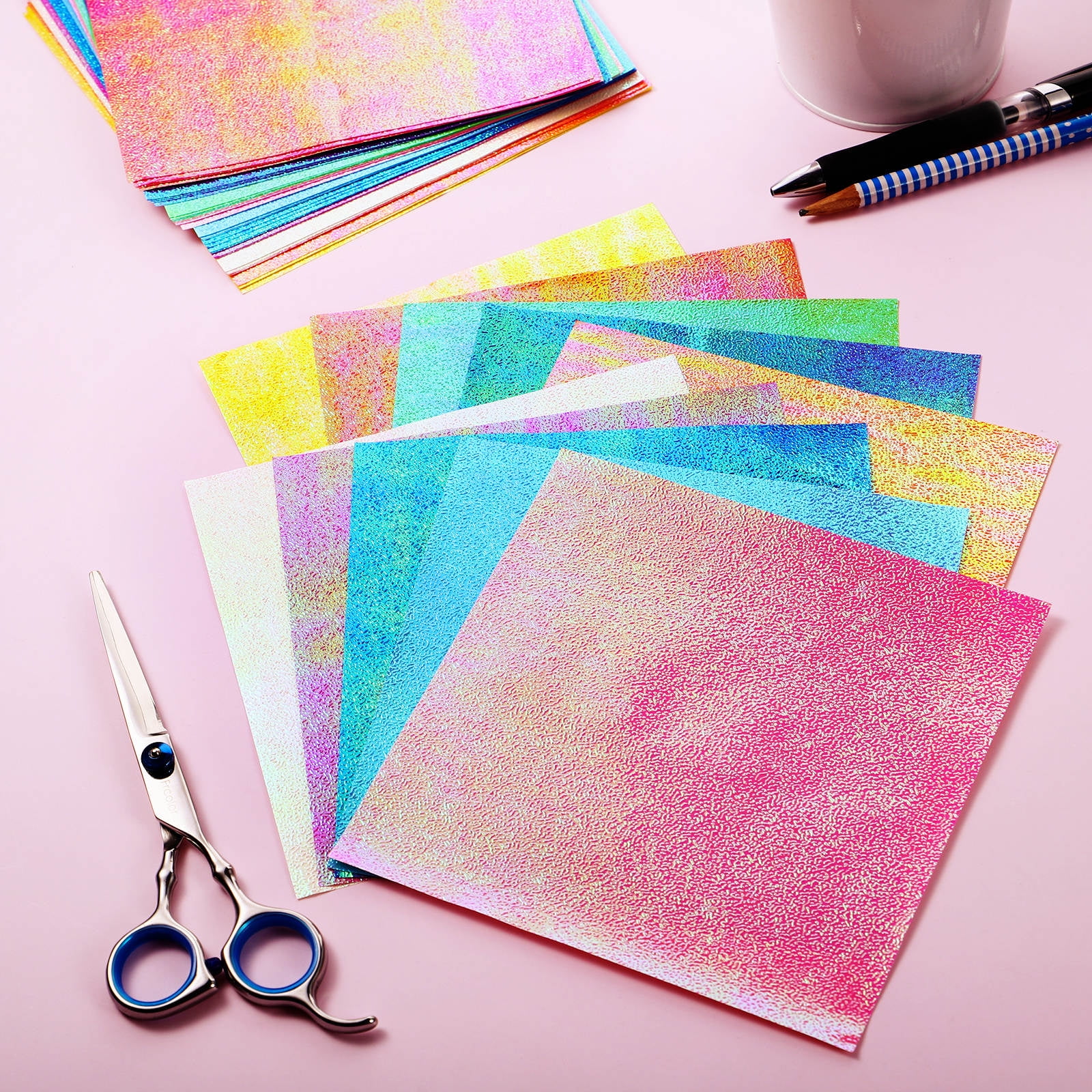 Raindrops Bulk Iridescence Origami Paper 100 Sheets Multicolored ...