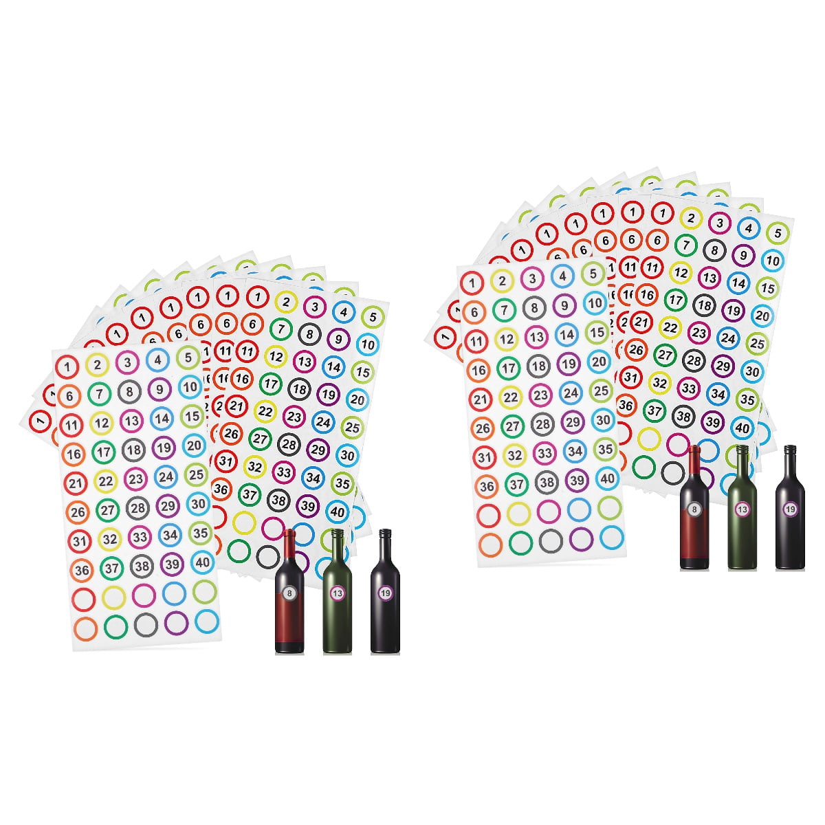 Raindrops 100 Sheets Number Stickers 1-40 Round Numbers Labels Office ...