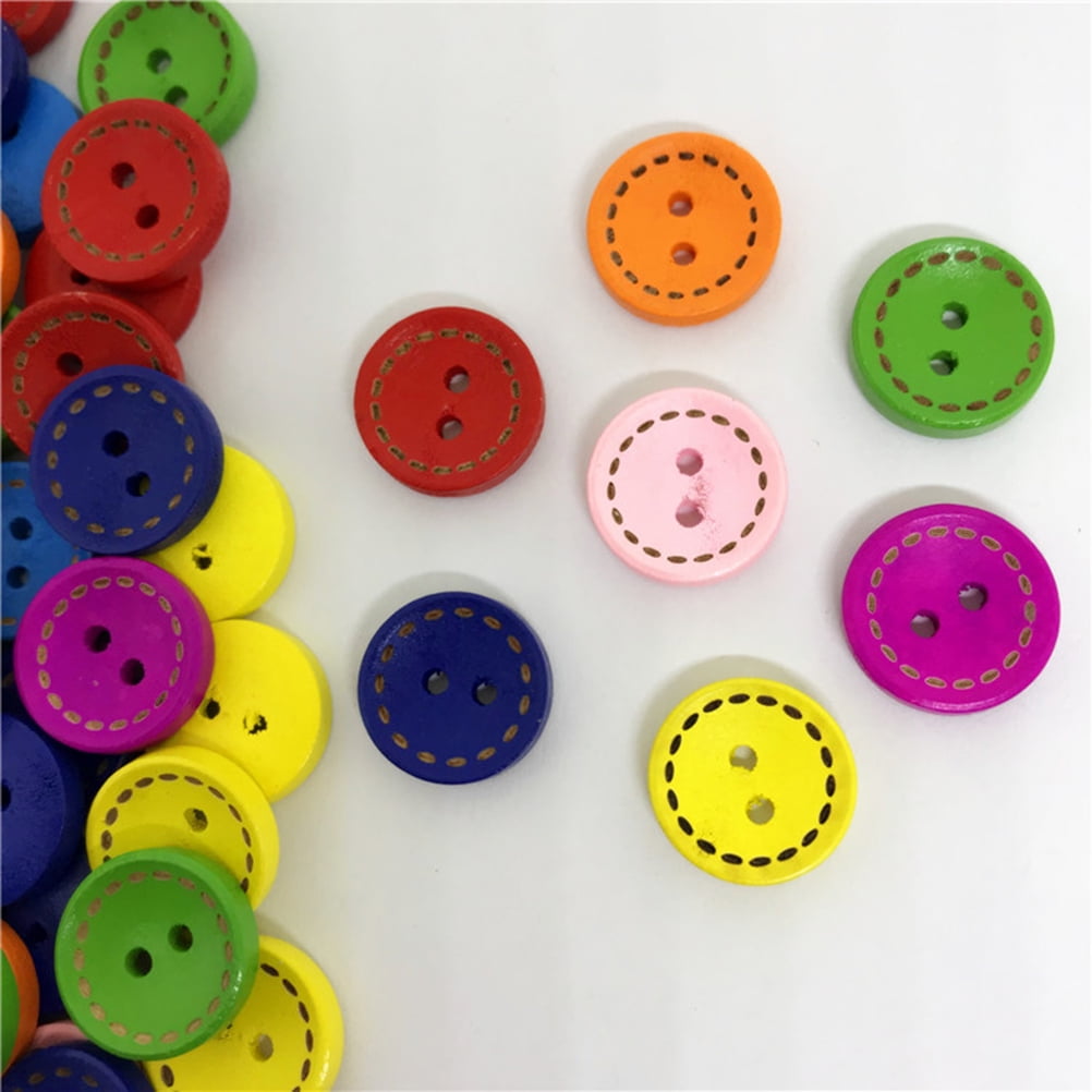 Raindrops 100Pcs Mixed Color Wood Buttons for Clothing and Scrapbooking ...
