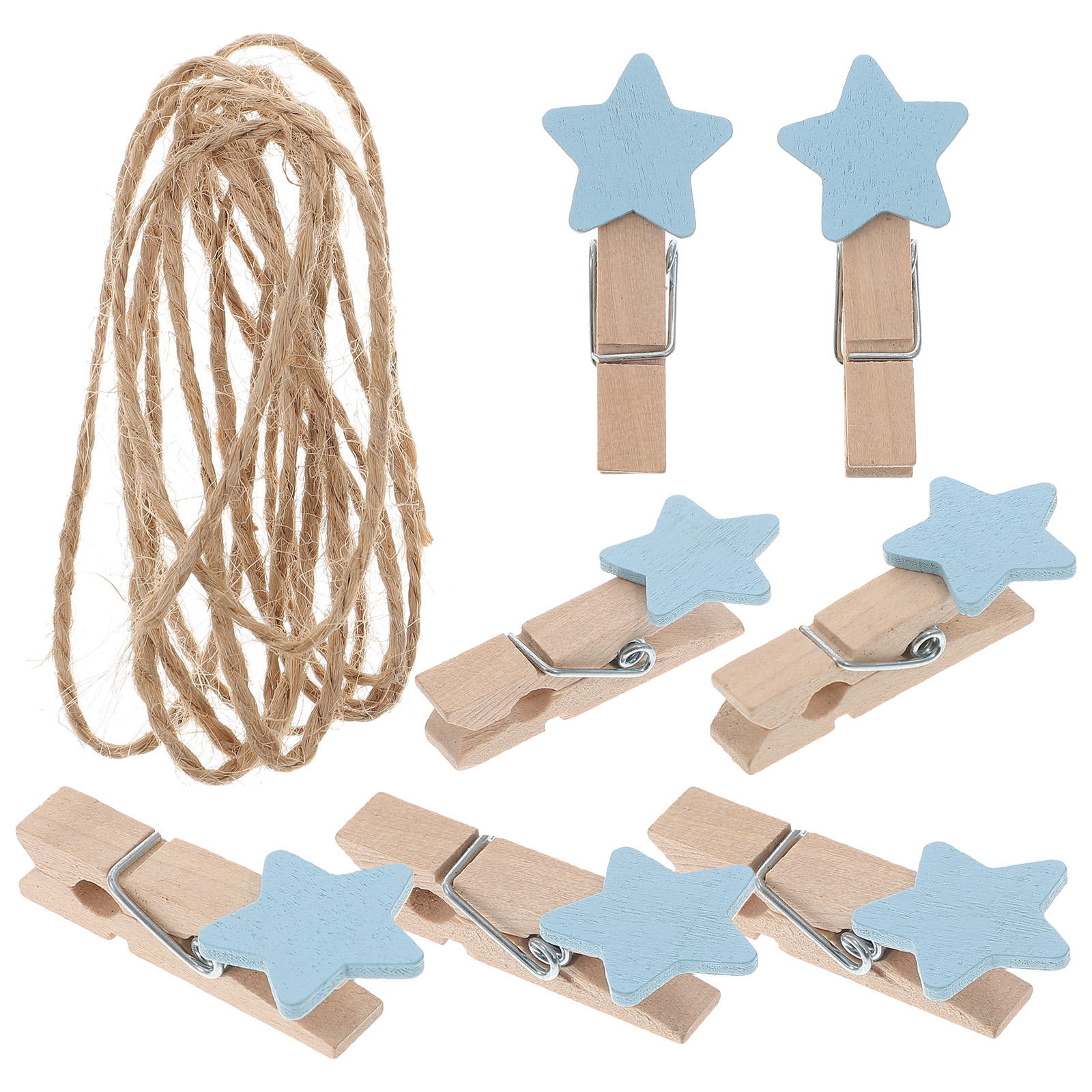 Raindrops 100Pcs Star Shaped Clothespins Blue Wood Clip for DIY ...