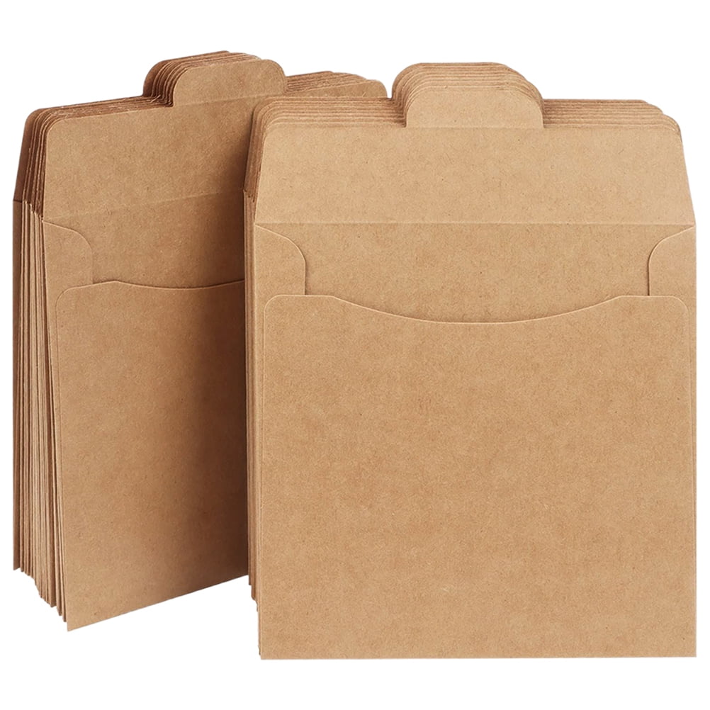 HONMEET CD Envelopes Light Brown Paper 100Pcs 4.8x4.8x0.08In - Walmart.com