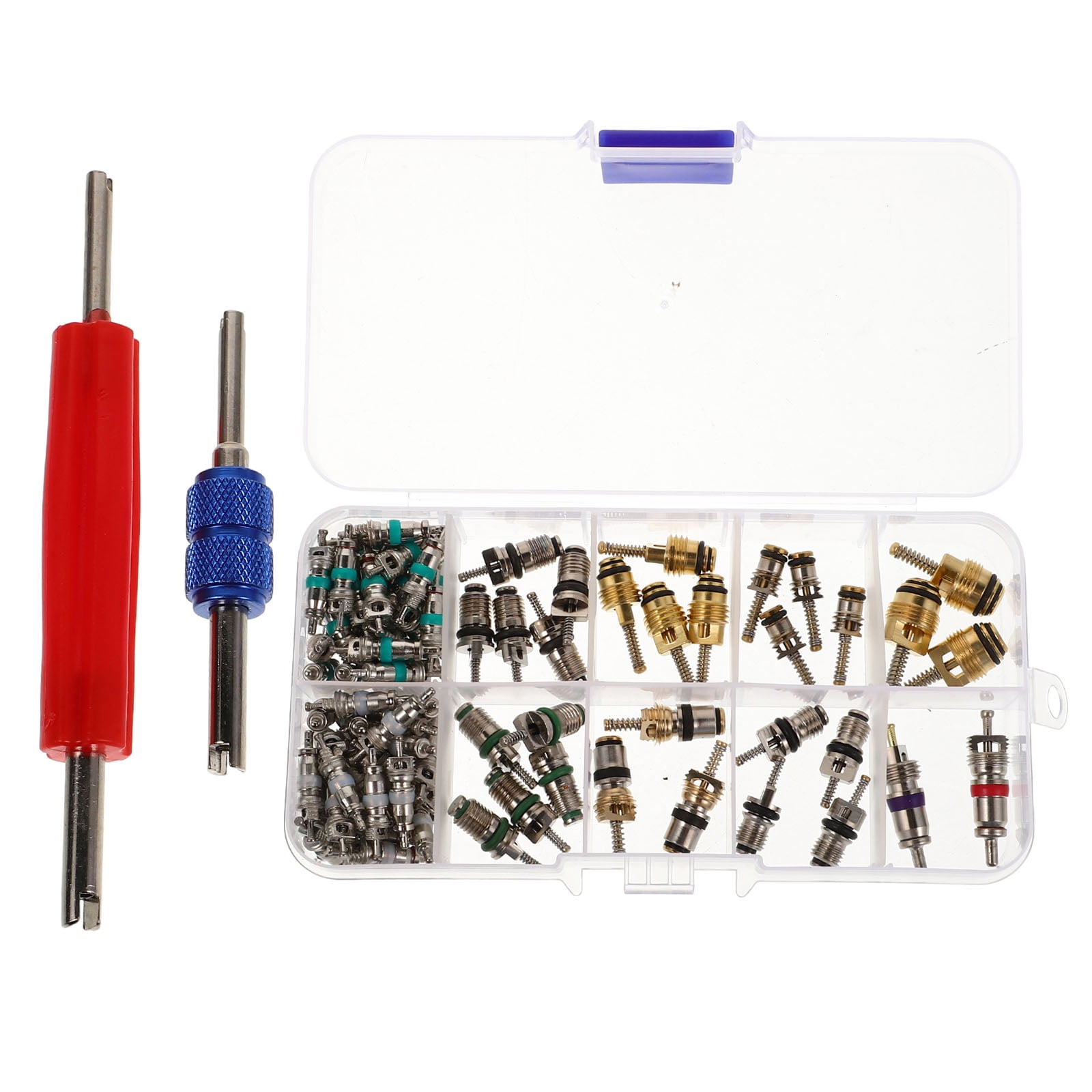 Raindrops 102pcs Car Air Conditioner Refrigeration Tire Valve Stem Cores Set With Remover ...