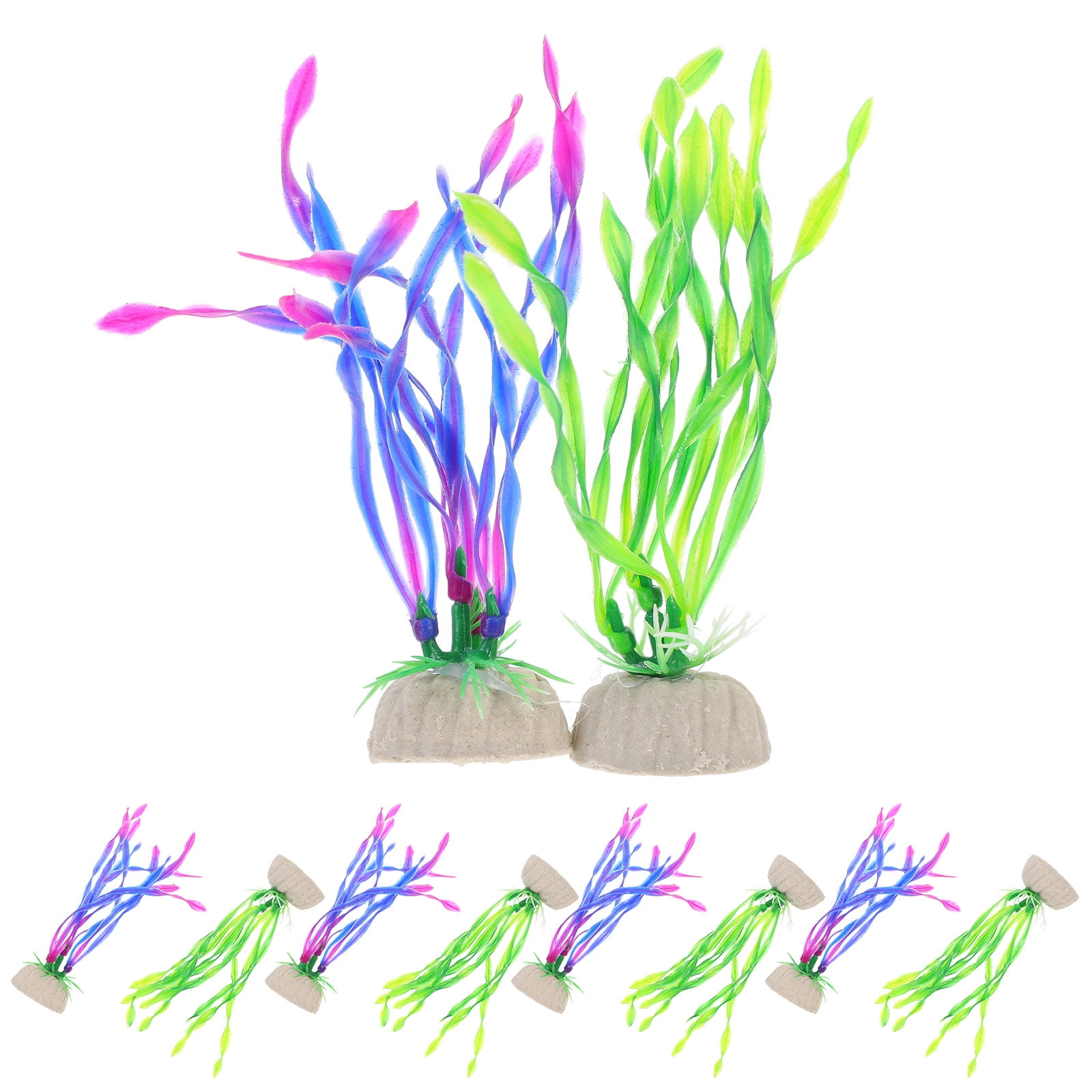 Raindrops 10 Pcs Artificial Aquarium Plants Assorted Colors Plastic ...
