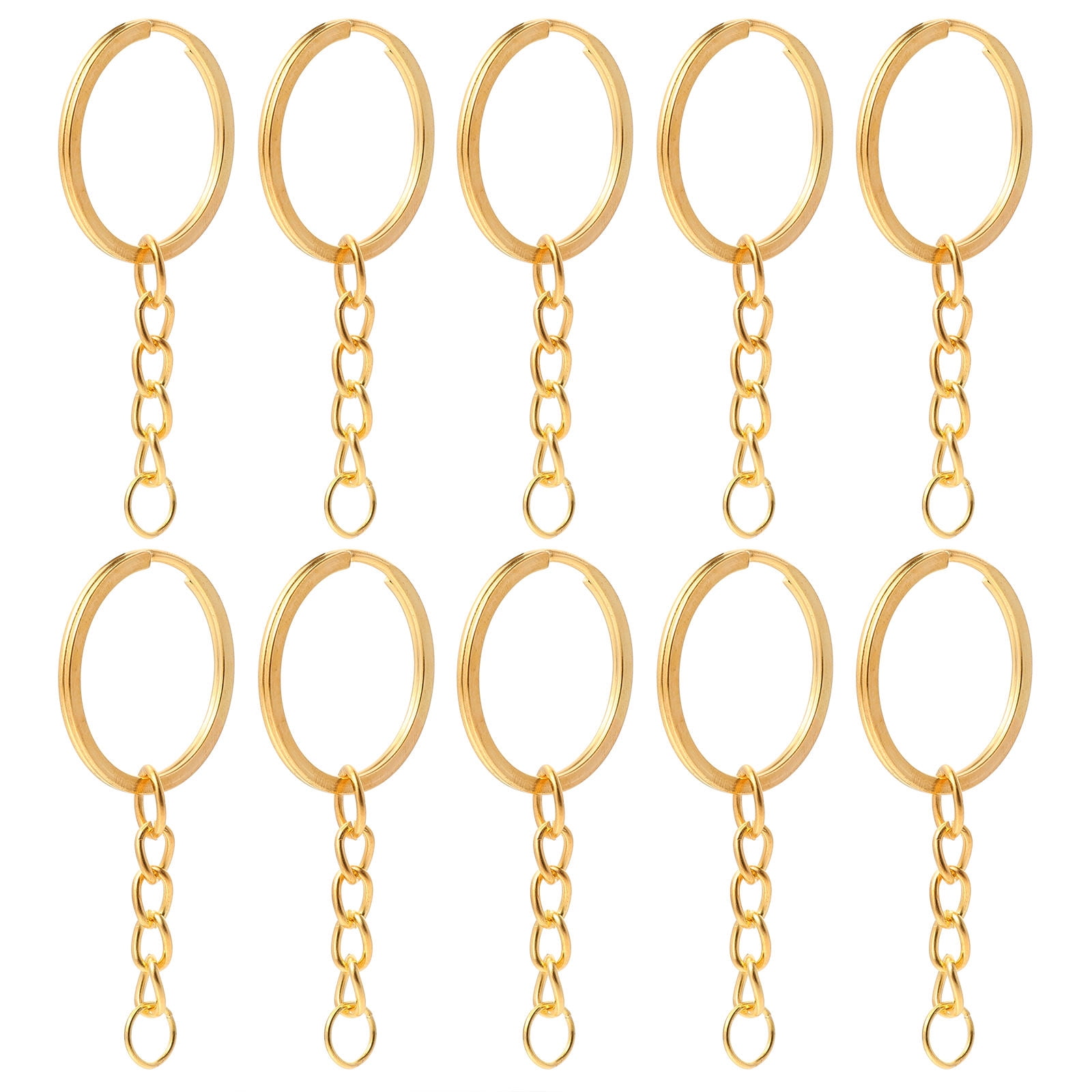 Raindrops 10Pcs Metal Key Chain Accessories Golden Round with Chain ...