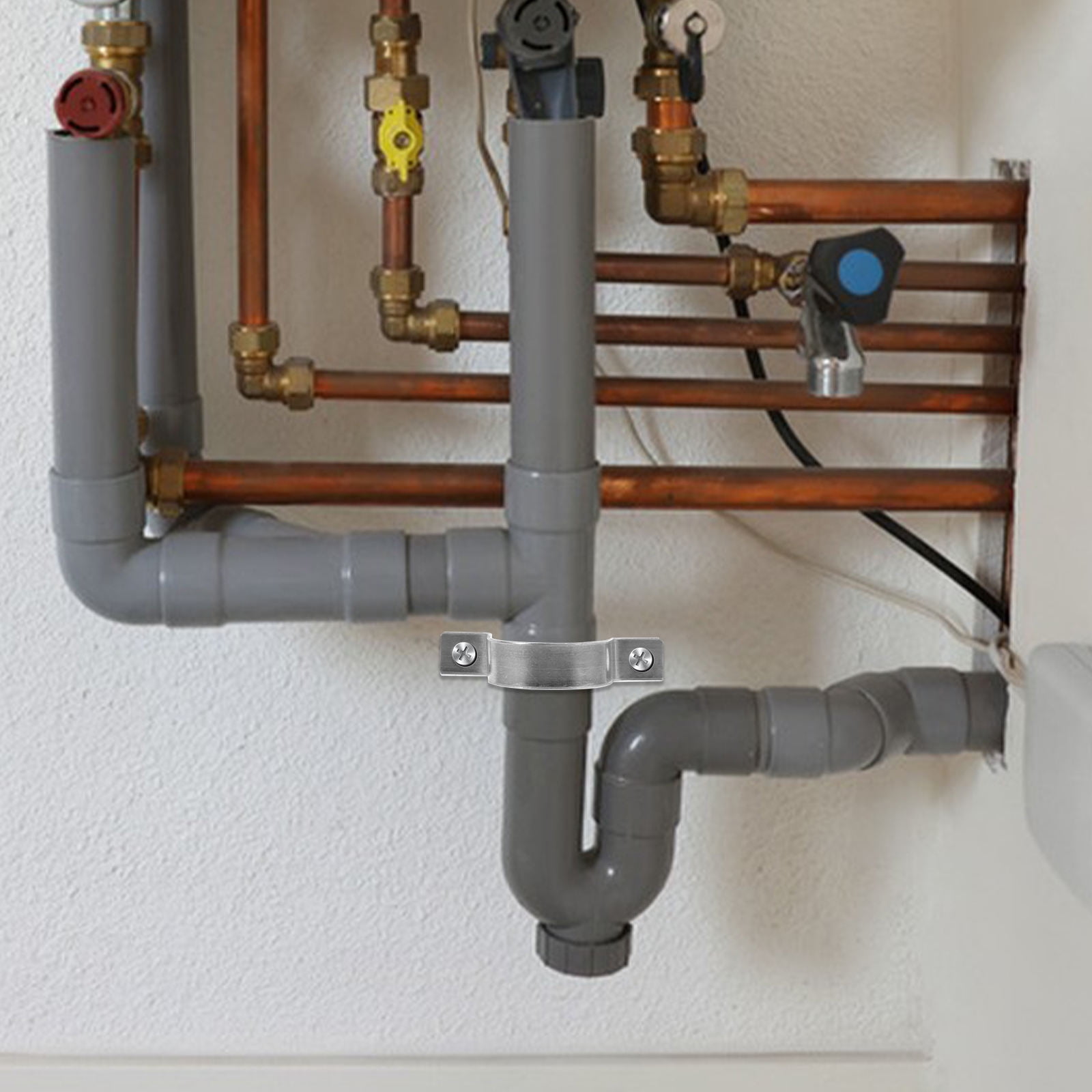 Raindrops 10Pcs Galvanized Pipe Clamps U Shaped Brackets for Wall Mounting Round Tube Strap ...