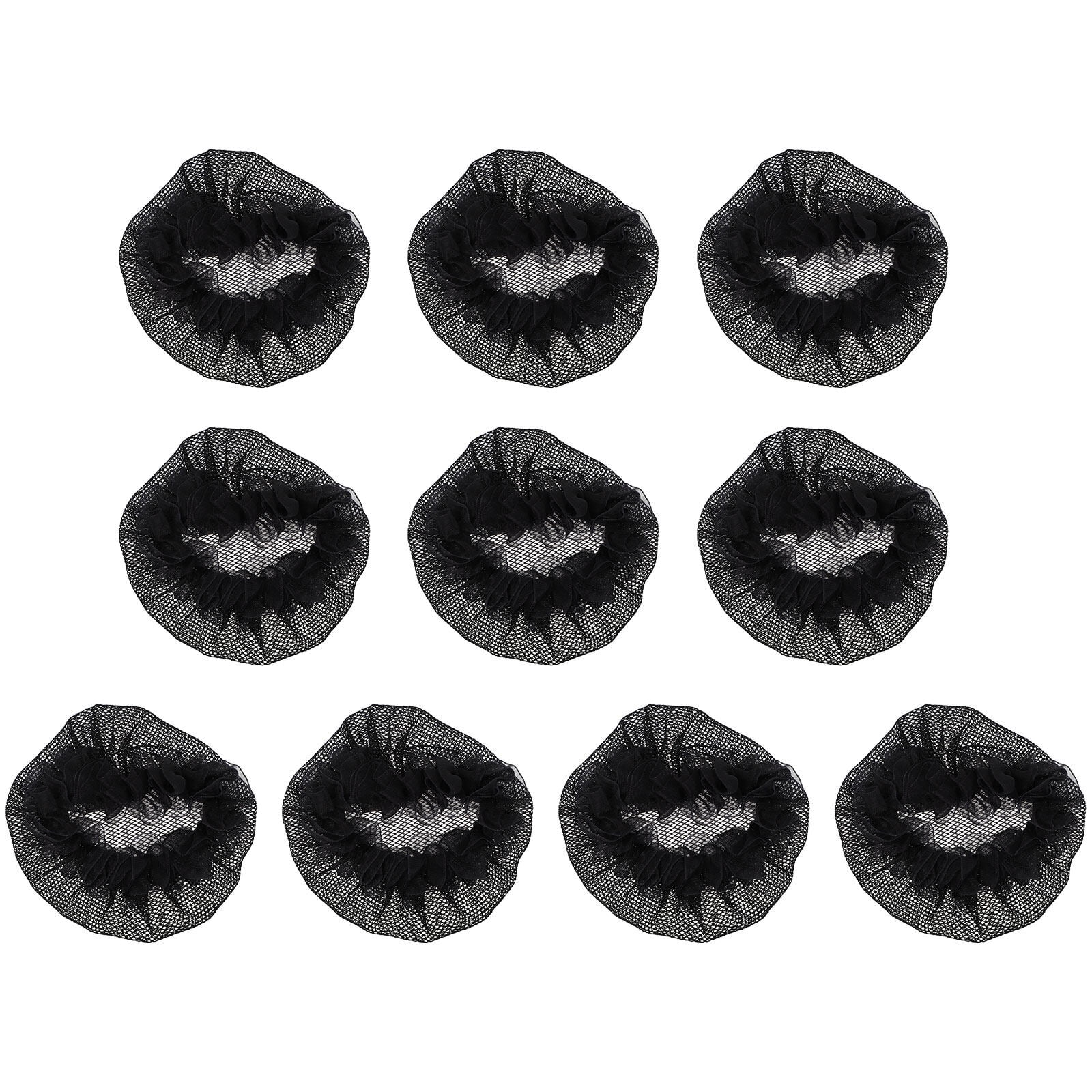 Raindrops 10Set Black Hairnets for Dance Buns Elastic Band Design for ...