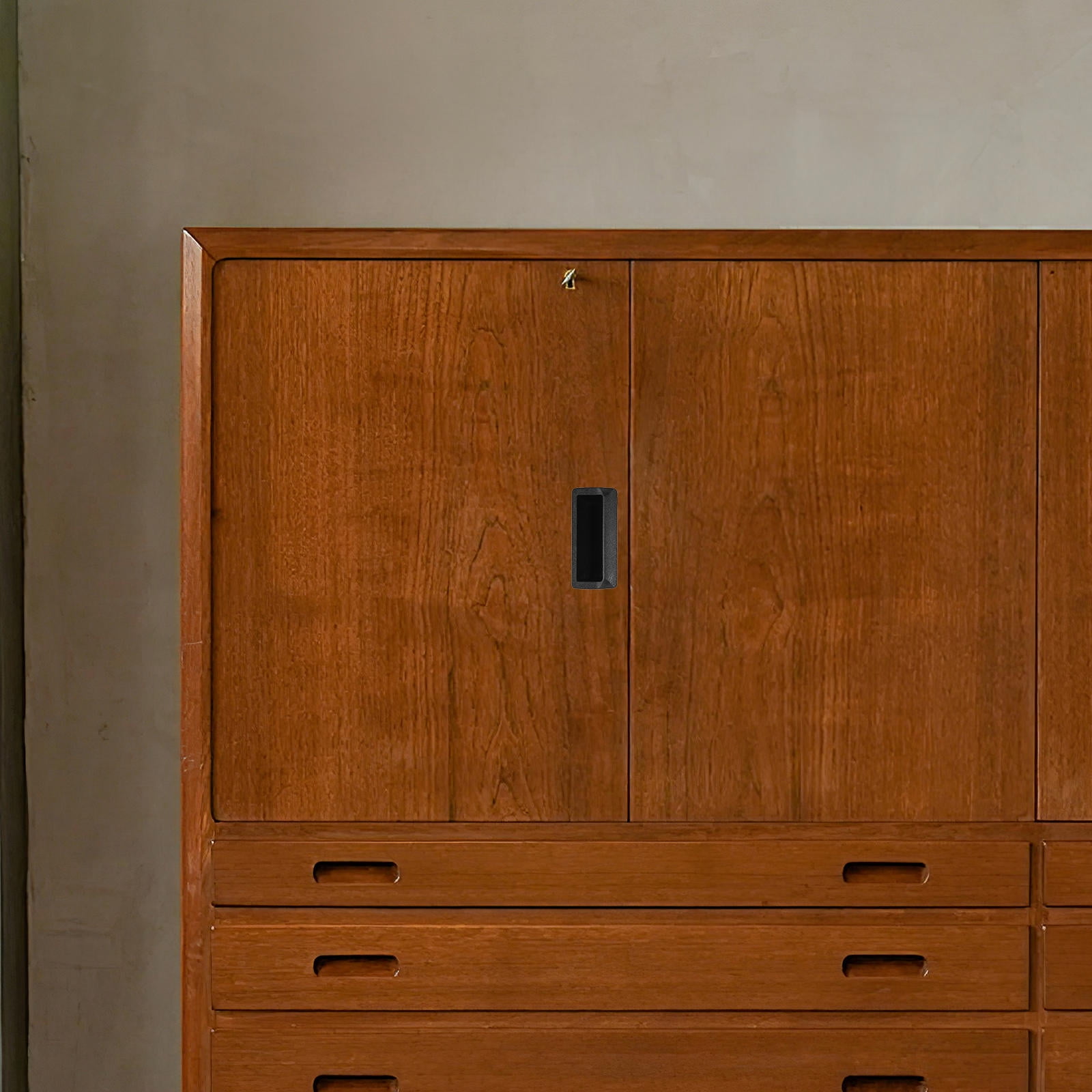 Raindrops 10pcs Black Rectangular Plastic Recessed Door Handles Finger ...