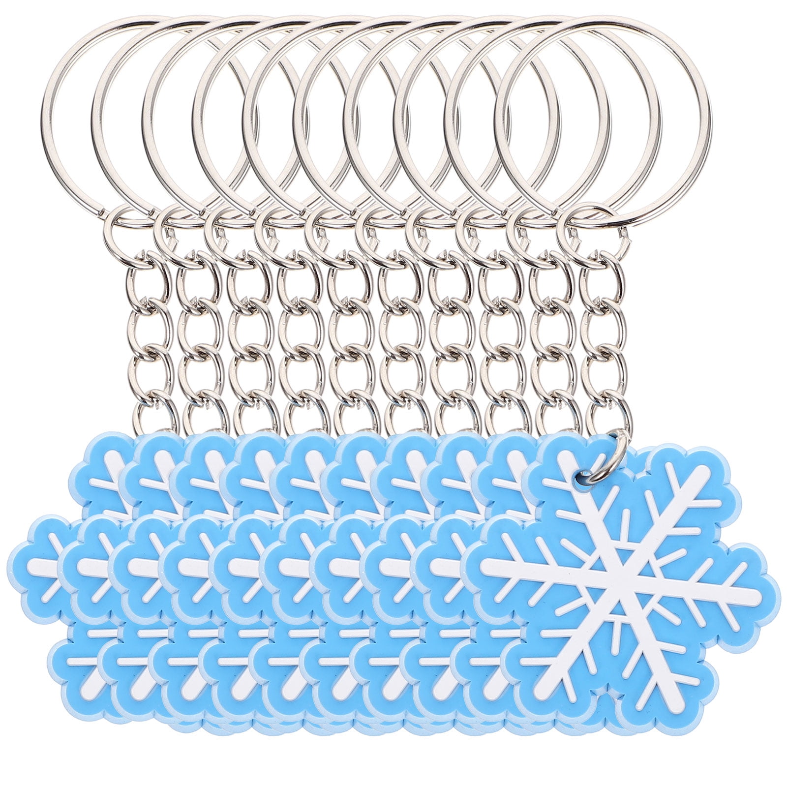 Raindrops 10pcs Christmas Snowflake Keychain Delicate Cartoon Key Chain ...