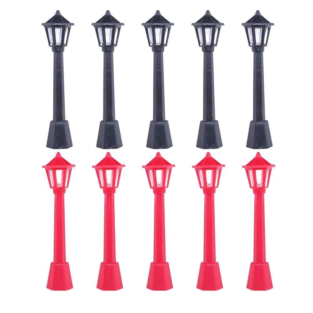 Raindrops 10pcs Miniature Plastic Lamp Posts Mini Street Light Model ...