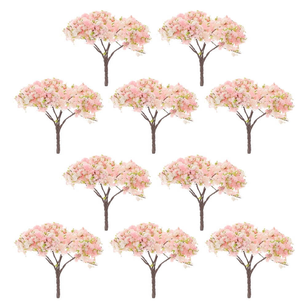 Raindrops 10pcs Miniature Scenery Trees Faux Cherry Blossom Stems Small ...