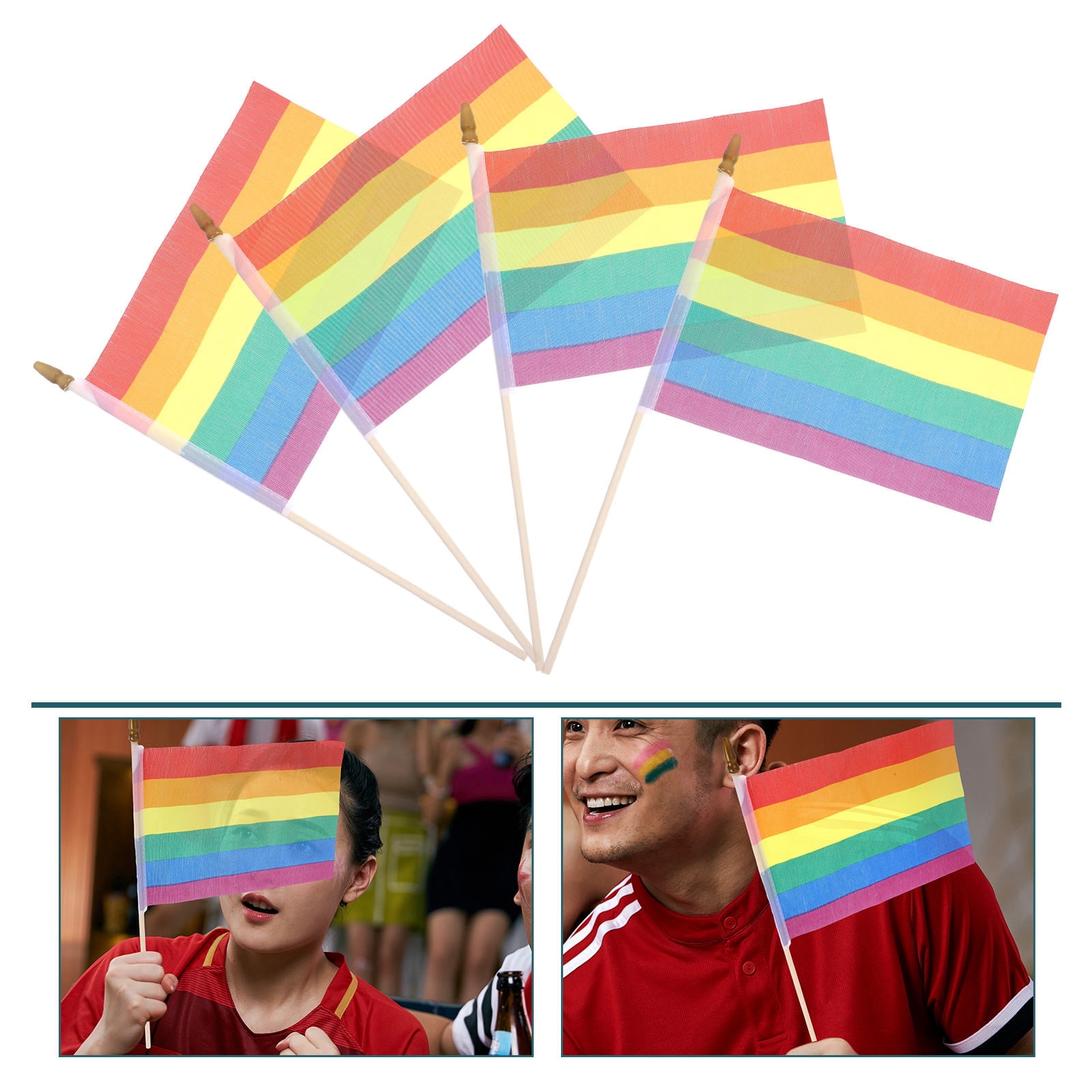 Raindrops Rainbow Handheld Flags for Party Made of Durable Polyester ...