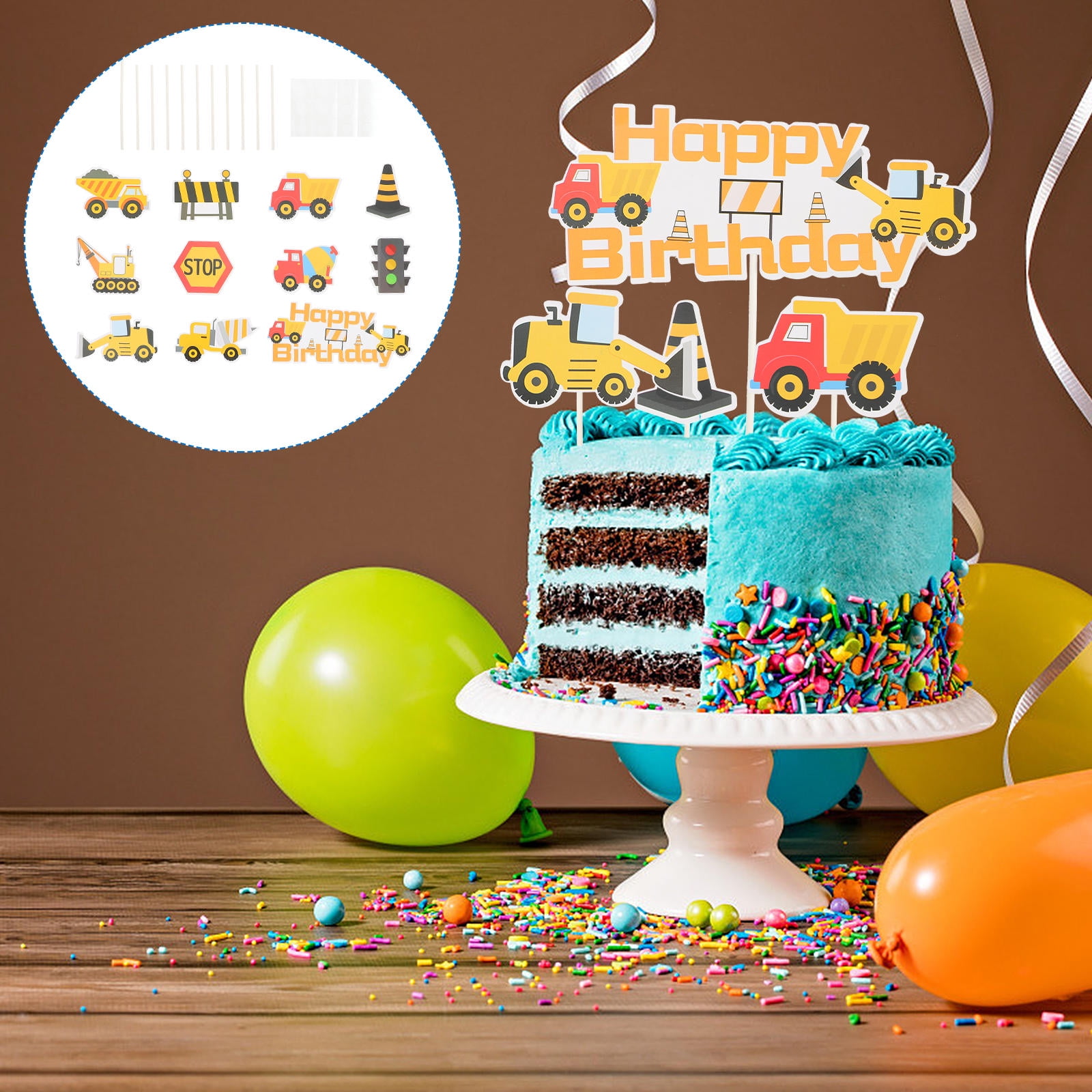 Raindrops Birthday Cake Ornament Vehicle Cake Toppers Assorted Color ...