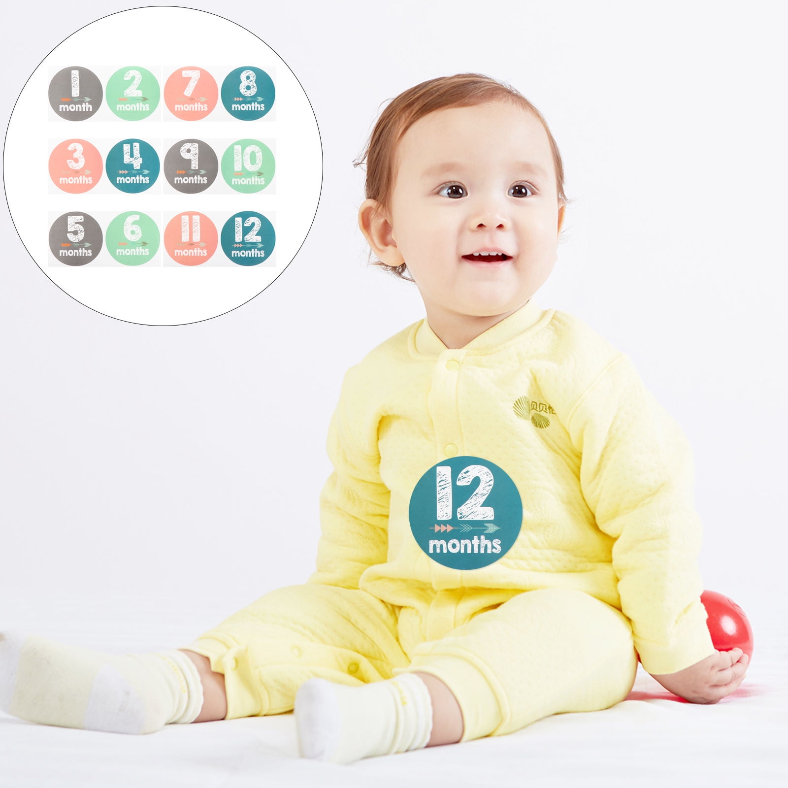 Raindrops 12 Pcs Baby Boy Month Stickers Milestone Decals Newborn ...