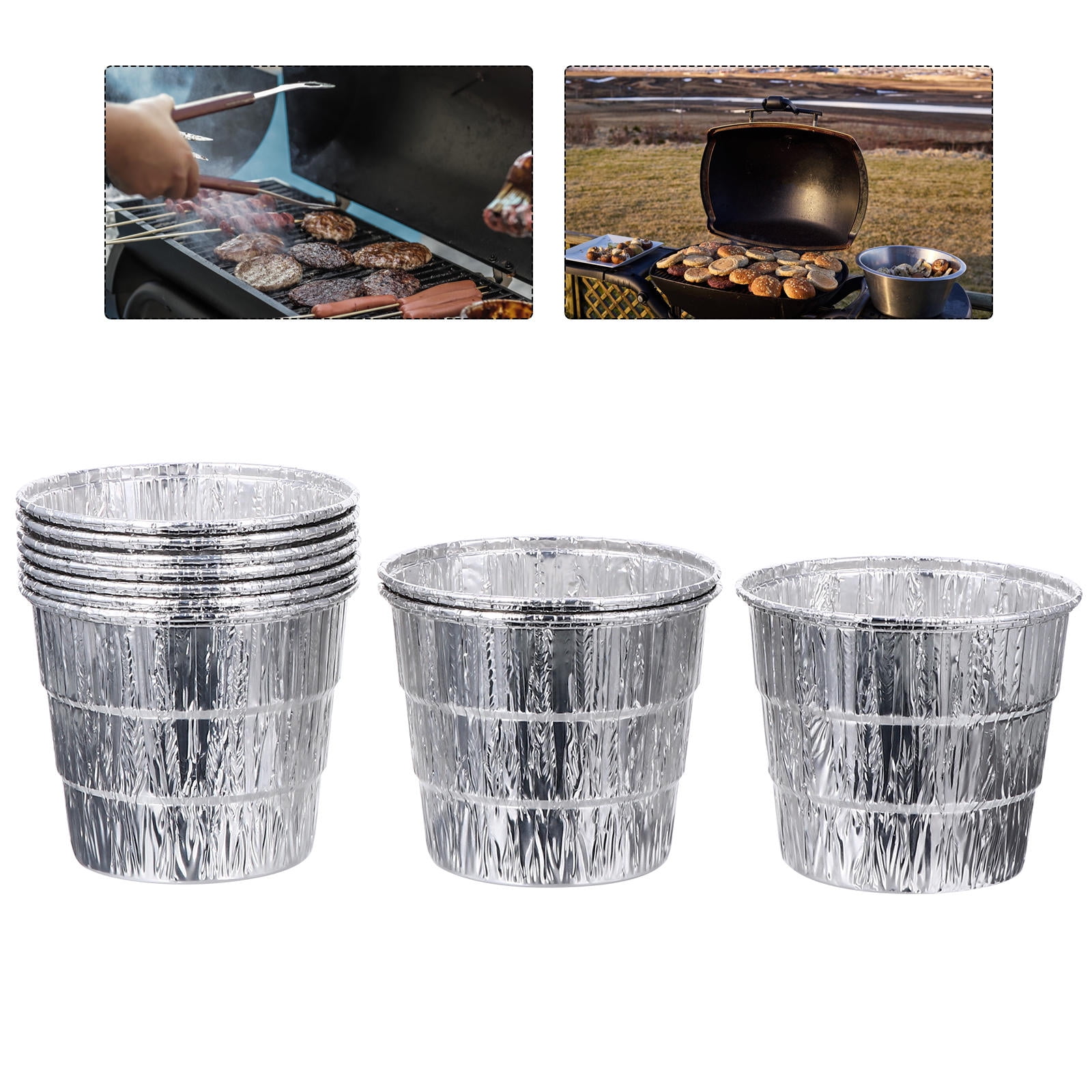 Raindrops Barbecue Grease Bucket Liners Silver Galvanized Foil 12pcs ...