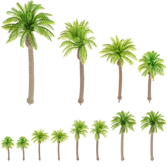 Raindrops 12 Pcs Coconut Tree Model Small Palm Faux Plant Outdoor Fake ...