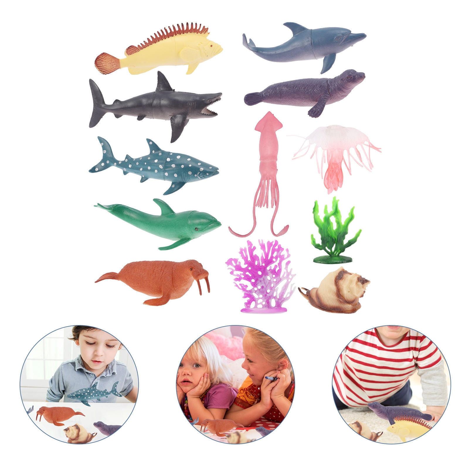 Raindrops 12 Pcs Marine Animal Model Toy Nautical Animals Ocean ...