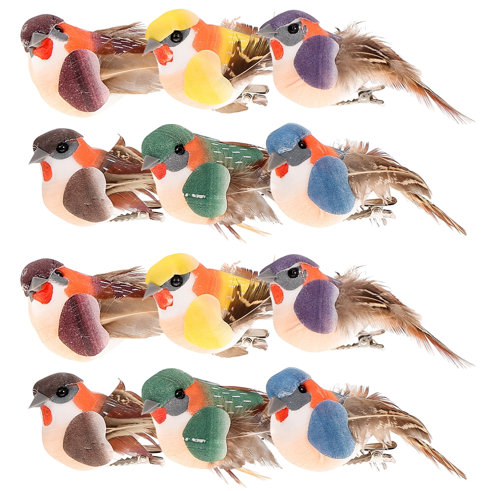 Raindrops 12 Pcs Realistic Birds Fake Imitation Ornament Garden Props ...