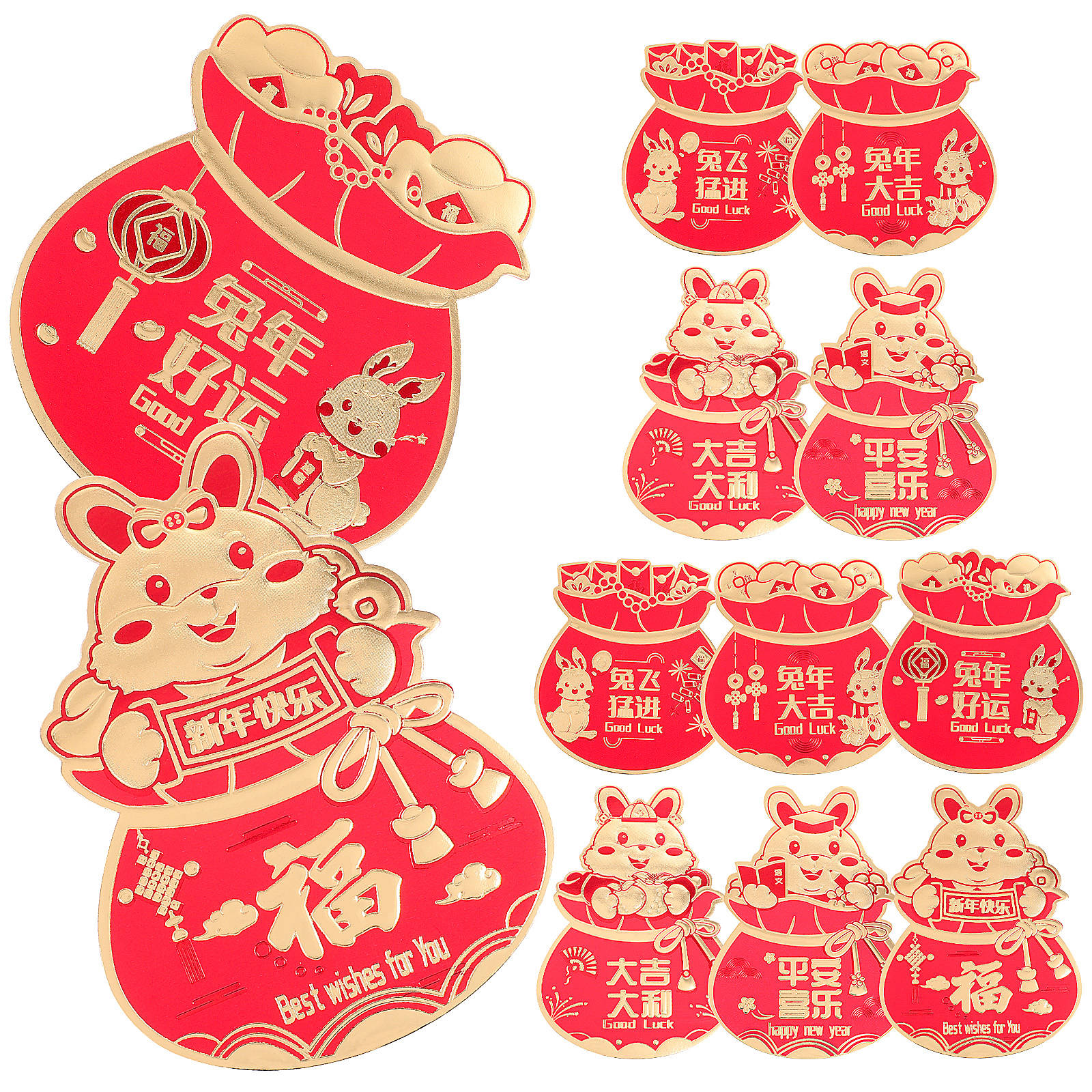 Raindrops Lunar New Year Red Envelopes Red Paper 12Pcs 5.89X3.93X0 ...