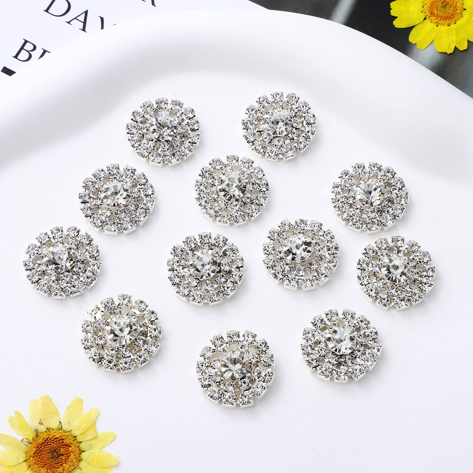 Raindrops 12 Pcs Rhinestone Fasteners For Hats Shoes Bags Headbands Diy ...