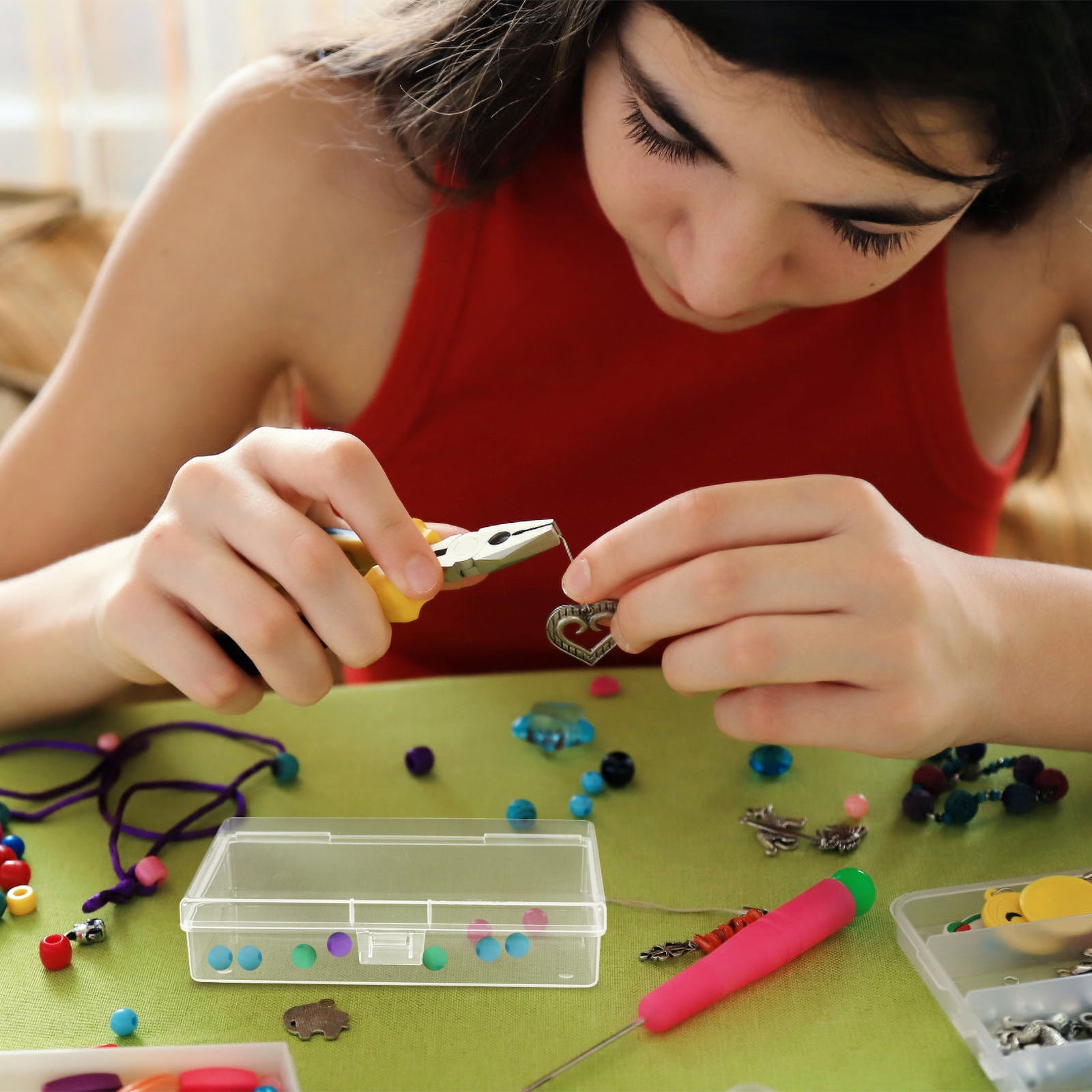 Raindrops 12 Pcs Storage Bin Mini Transparent Rectangular Hinged Box ...