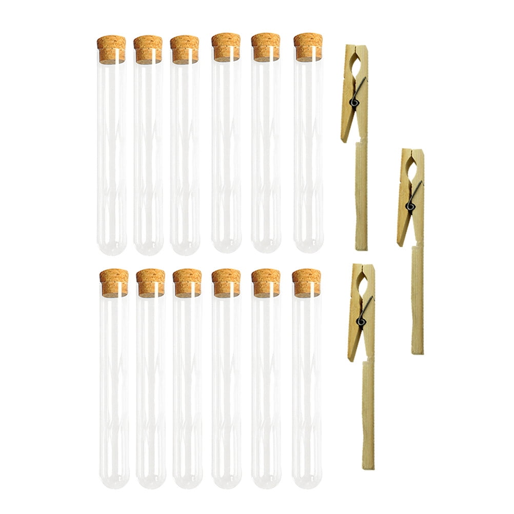 Raindrops 12 Pcs Test Tube with Clip Tubes Cork Stoppers Clips Clamps ...