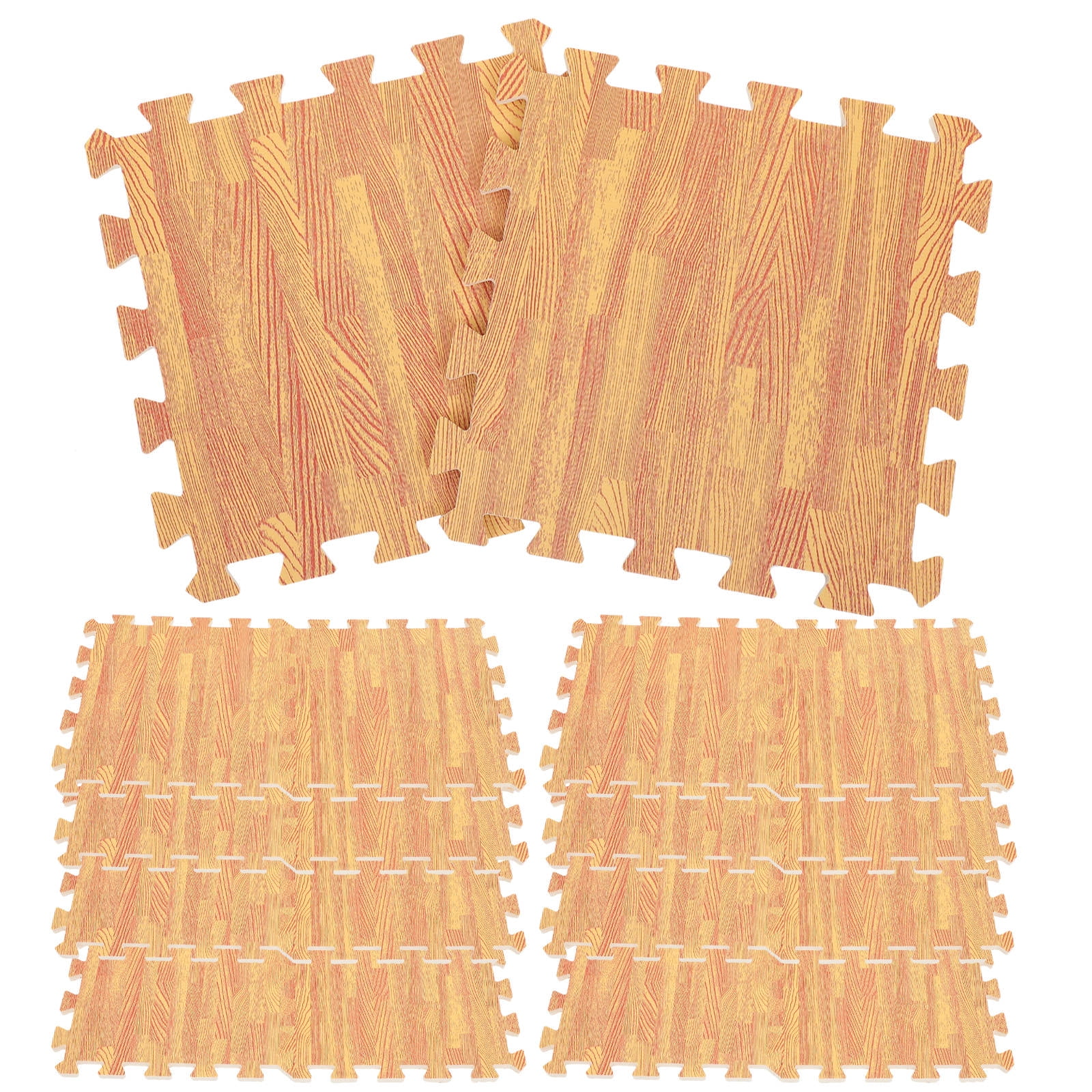 Raindrops 12 Pcs Wood Grain Foam Floor Mat Foldable Baby Play Tiles for ...