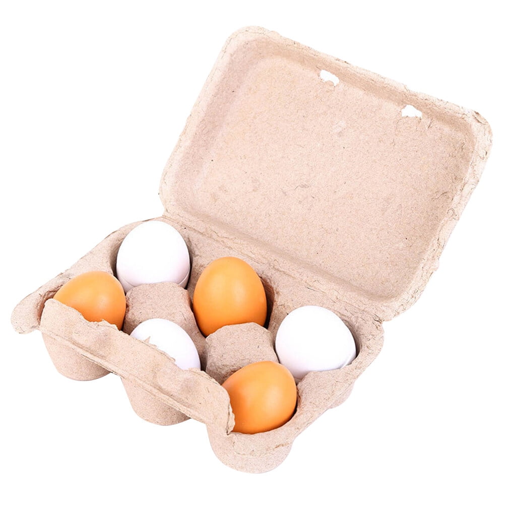 Raindrops 12 Pcs Wooden Simulation Eggs Kids Egg Toys Lifelike Egg Toys (Assorted Color ...