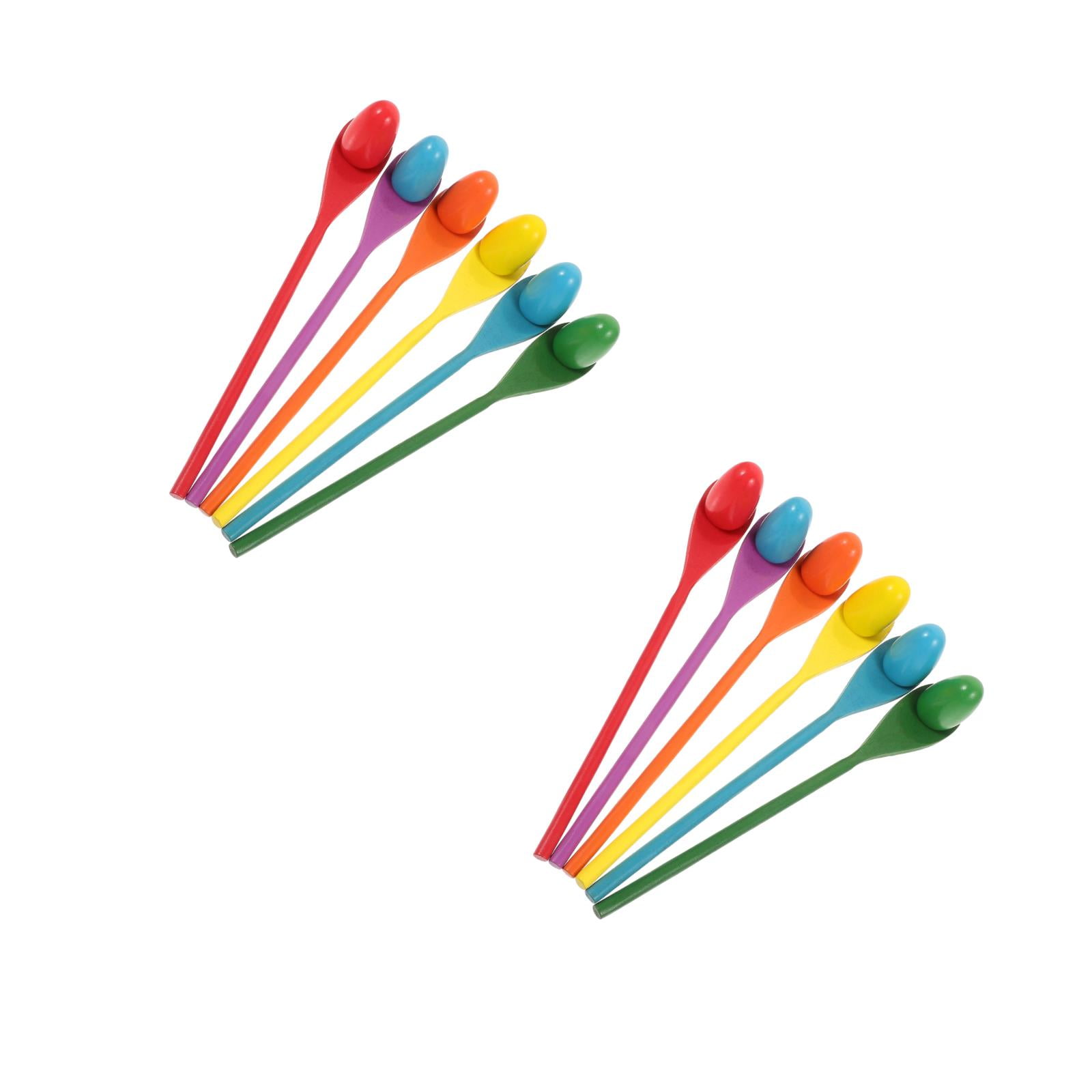 Raindrops 12 Sets Egg Spoon Race Game Wooden Egg Balance Toy Kids ...