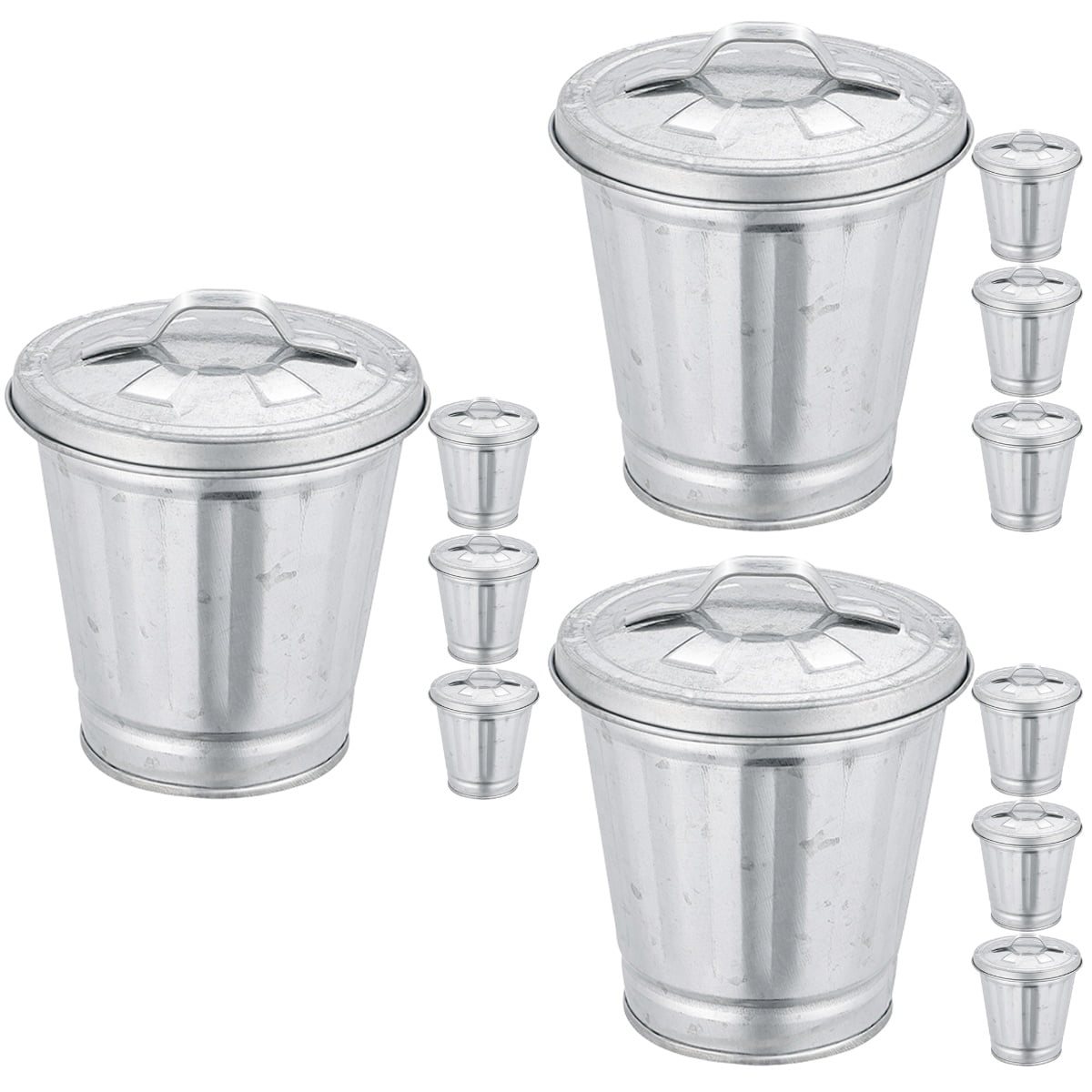 Raindrops 12 pcs Desktop Trash Can Metal Table Waste Bin Functional ...