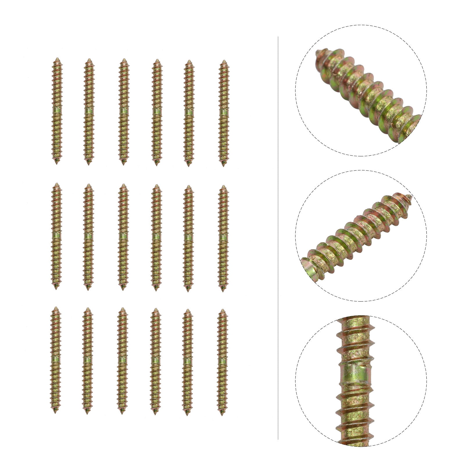 Raindrops 120 pcs Dowel Screw Double Ended Screw Zinc Plating Self ...
