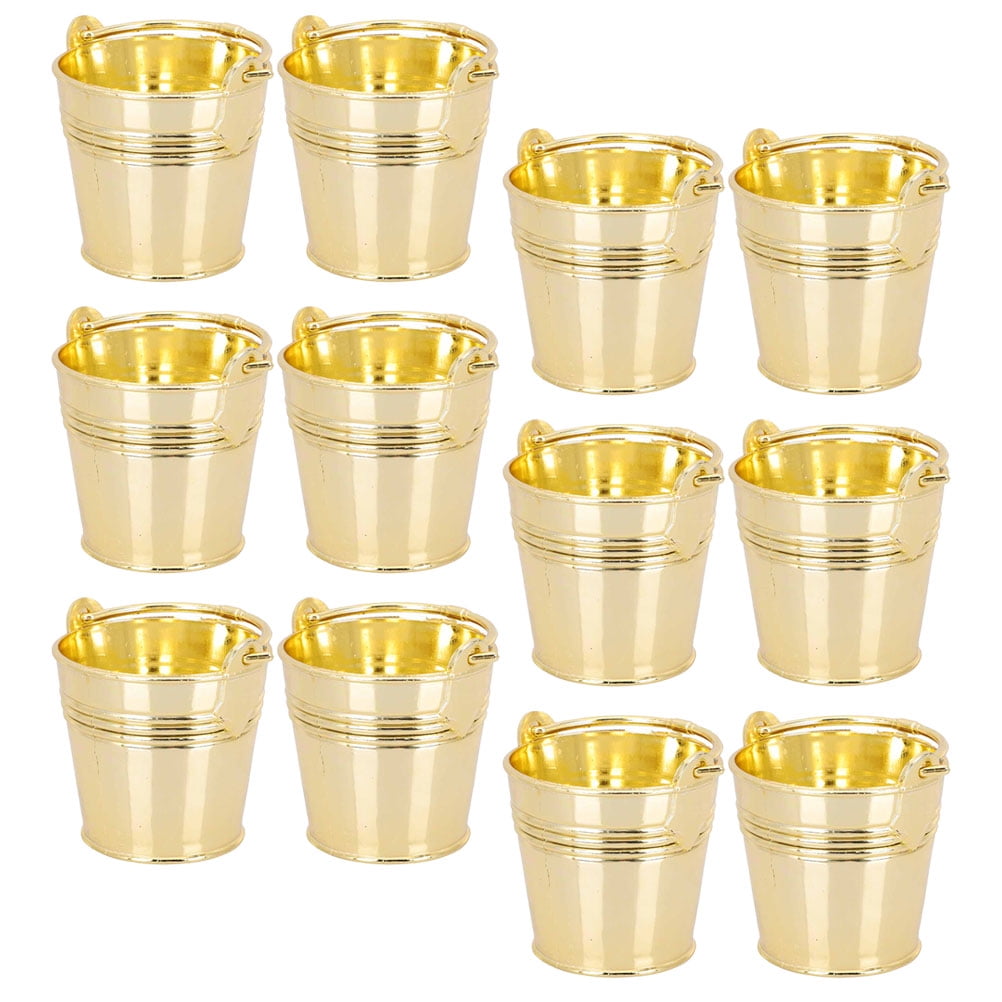 Raindrops 12Pcs Candy Pot Small Plastic Bucket Golden Decorative ...