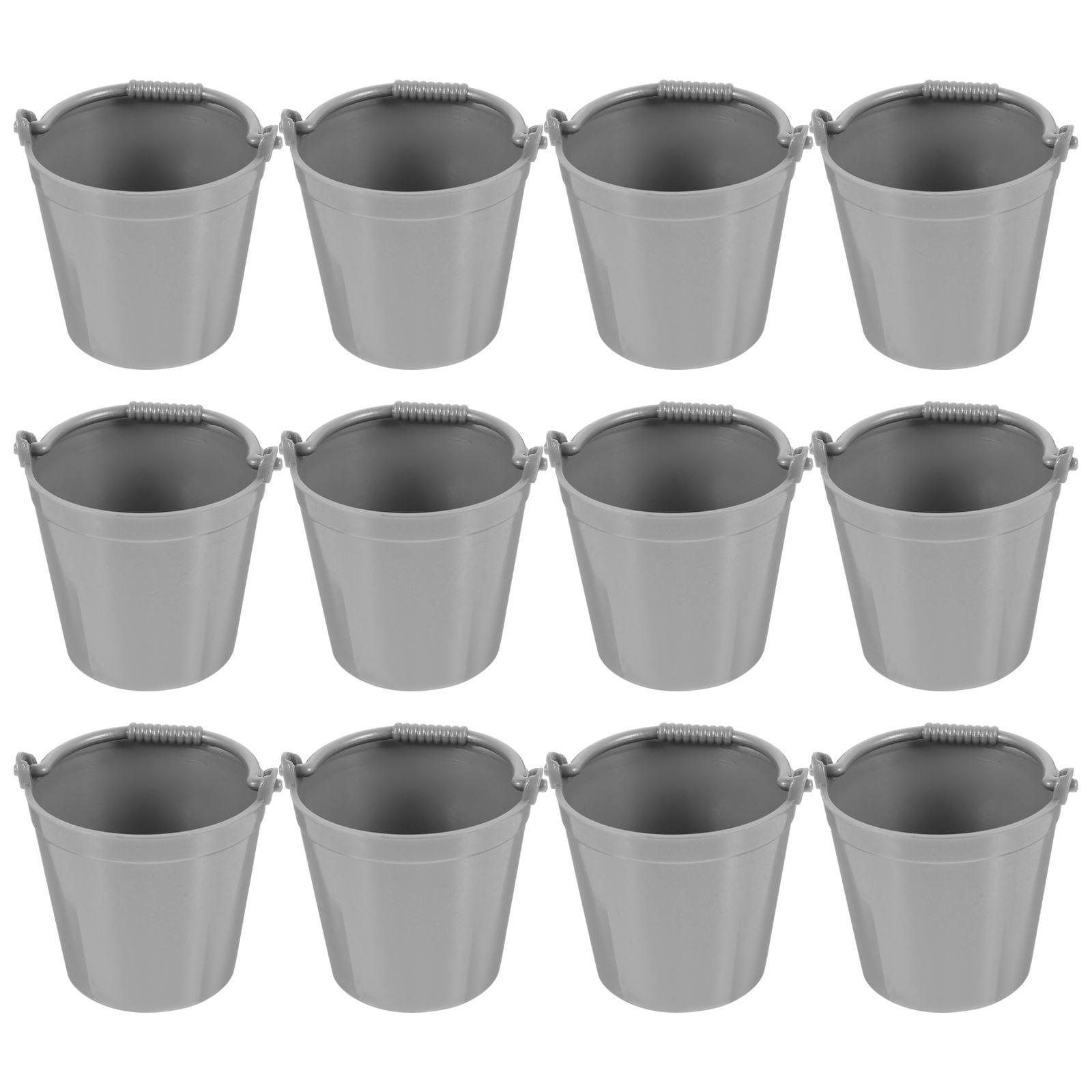 Raindrops 12Pcs Mini Water Bucket Plastic Silver Tiny Doll House ...