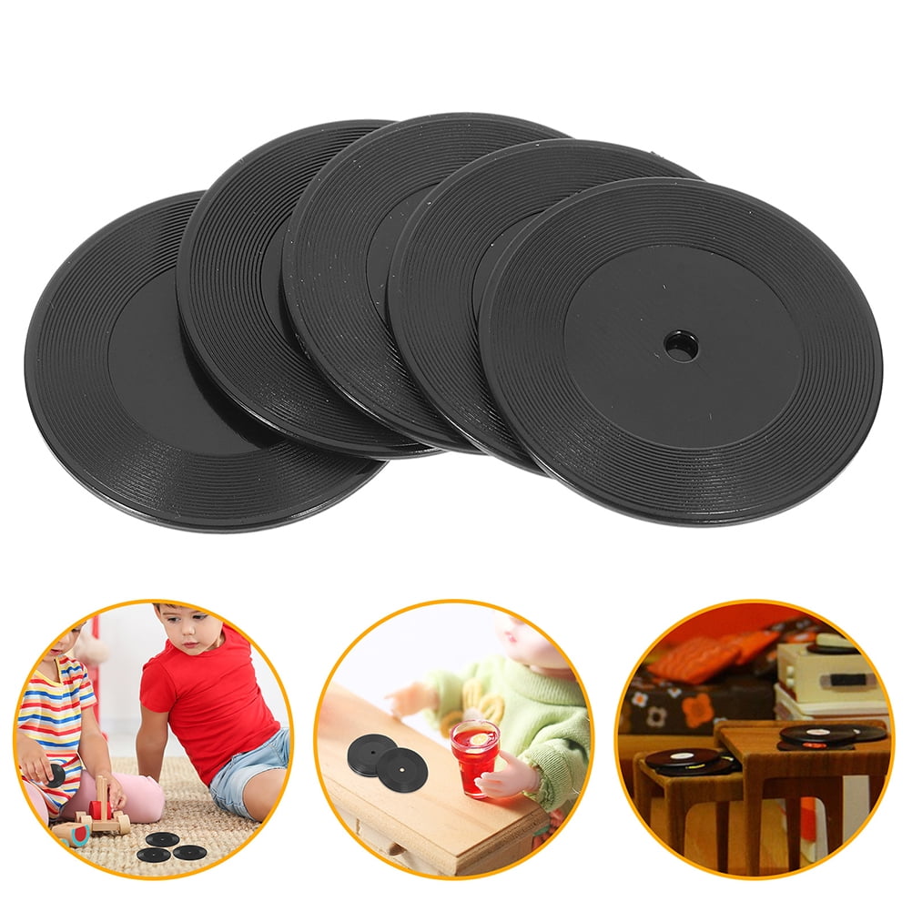 Raindrops 12Pcs Miniature Decor Black Plastic Mini Record Model For ...