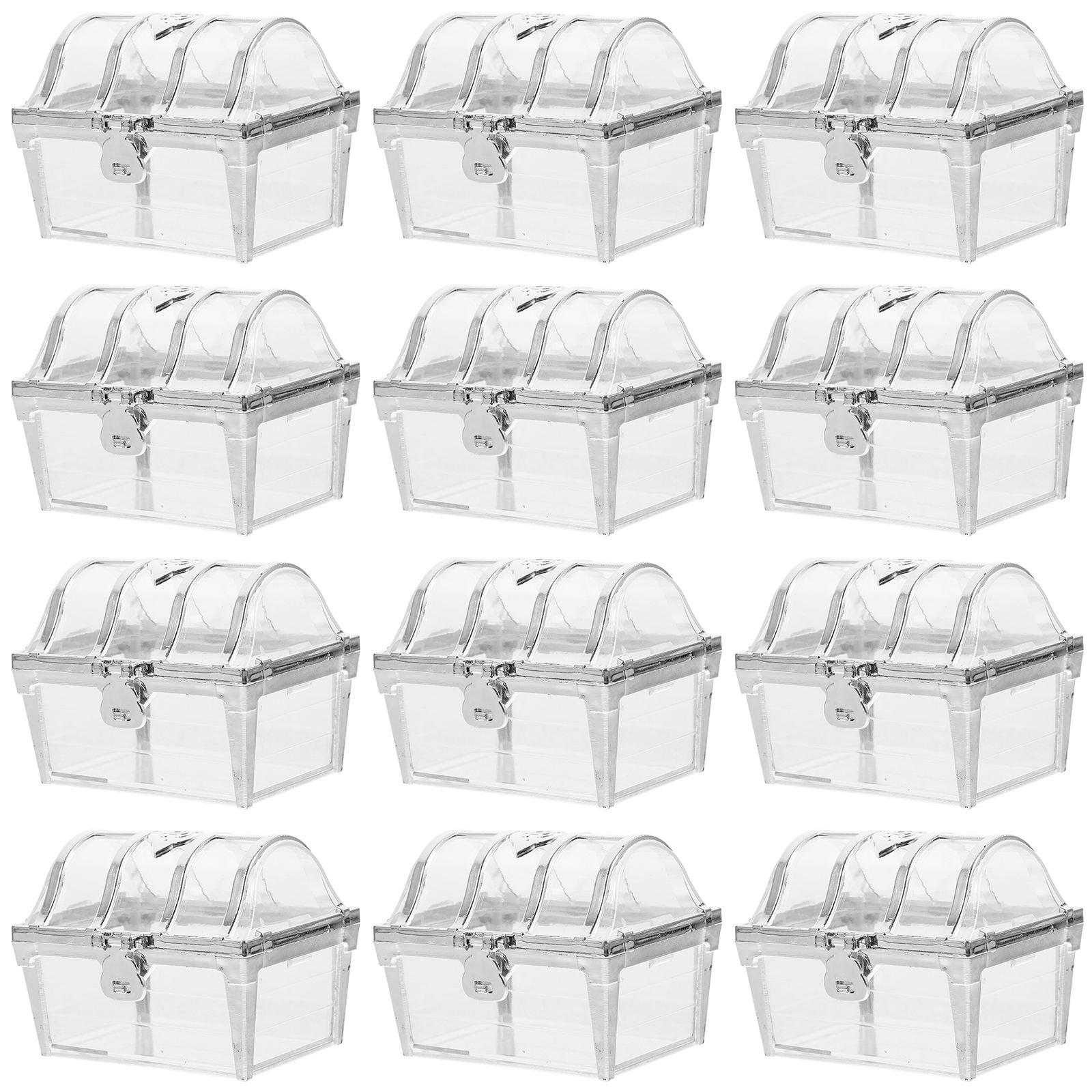 Raindrops 12Pcs Party Favor Boxes for Recipients Silver Treasure Chest ...