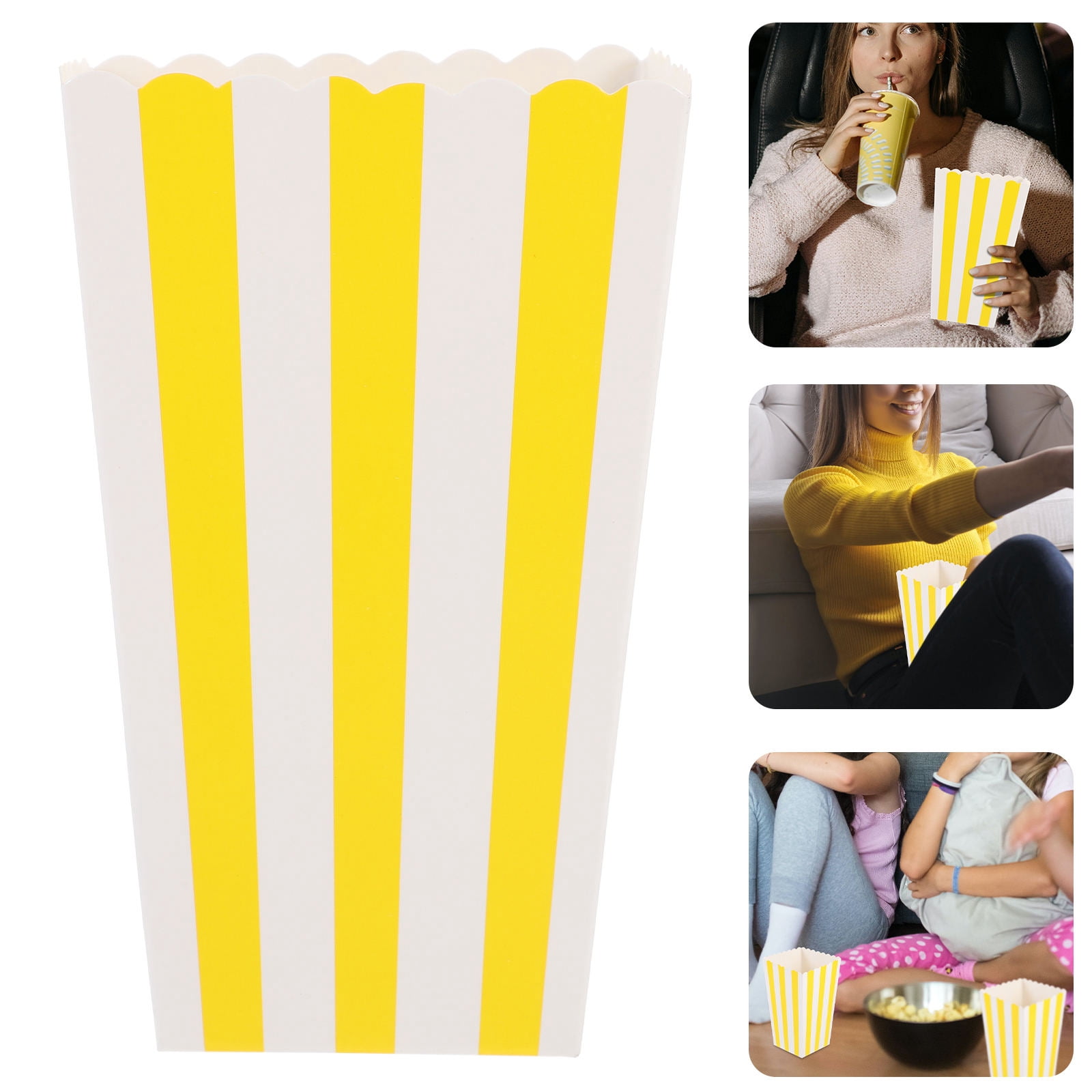 Raindrops 12Pcs Pop Corn Box Yellow Paper Popcorn Holder For ...