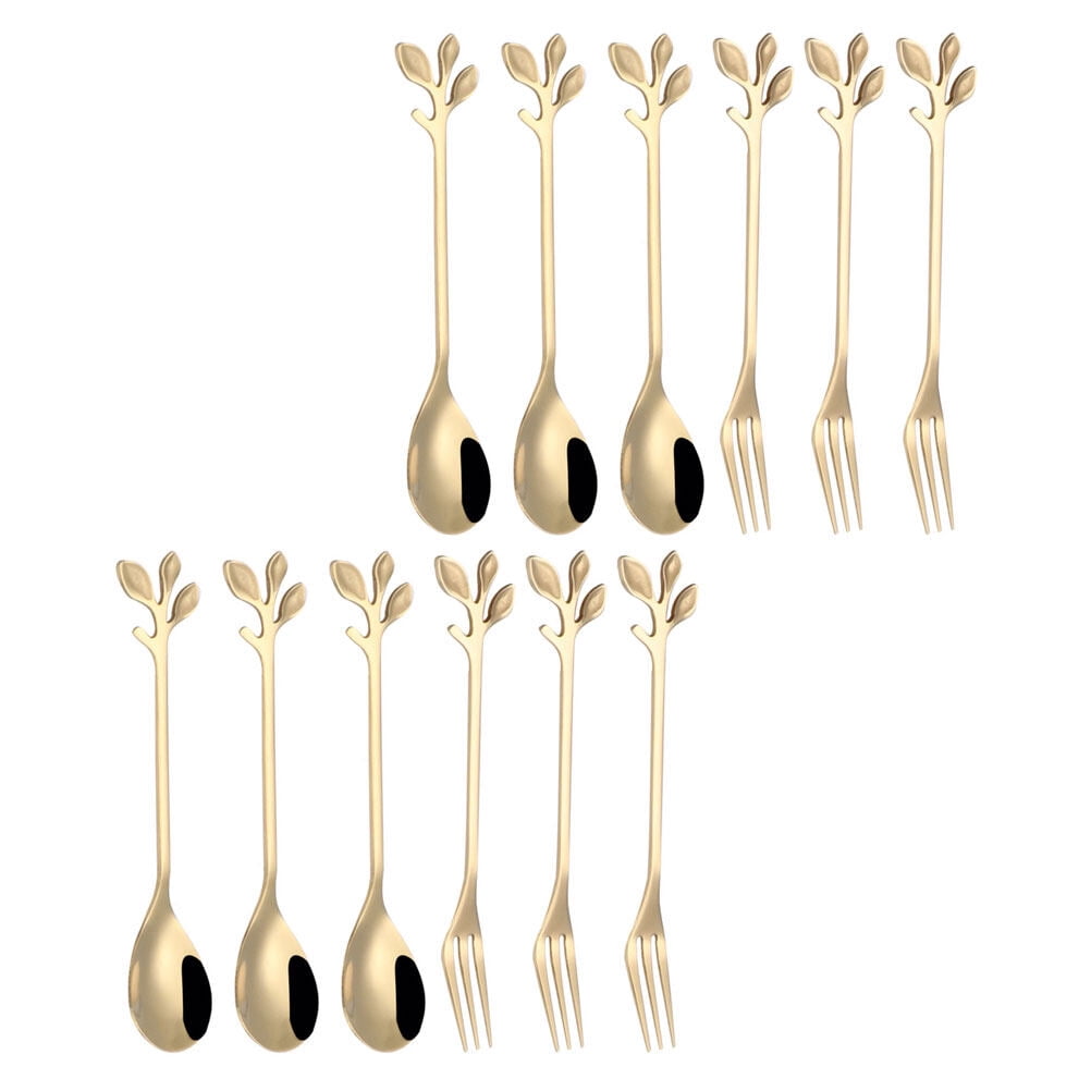 Raindrops 12Pcs Set Golden Stainless Steel Mixing Cake Forks For ...