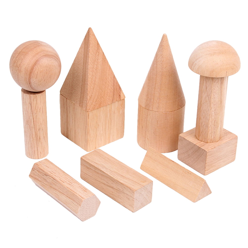 Raindrops 12pcs Geometry Building Blocks Wooden 3D Shapes Cube Cylinder ...