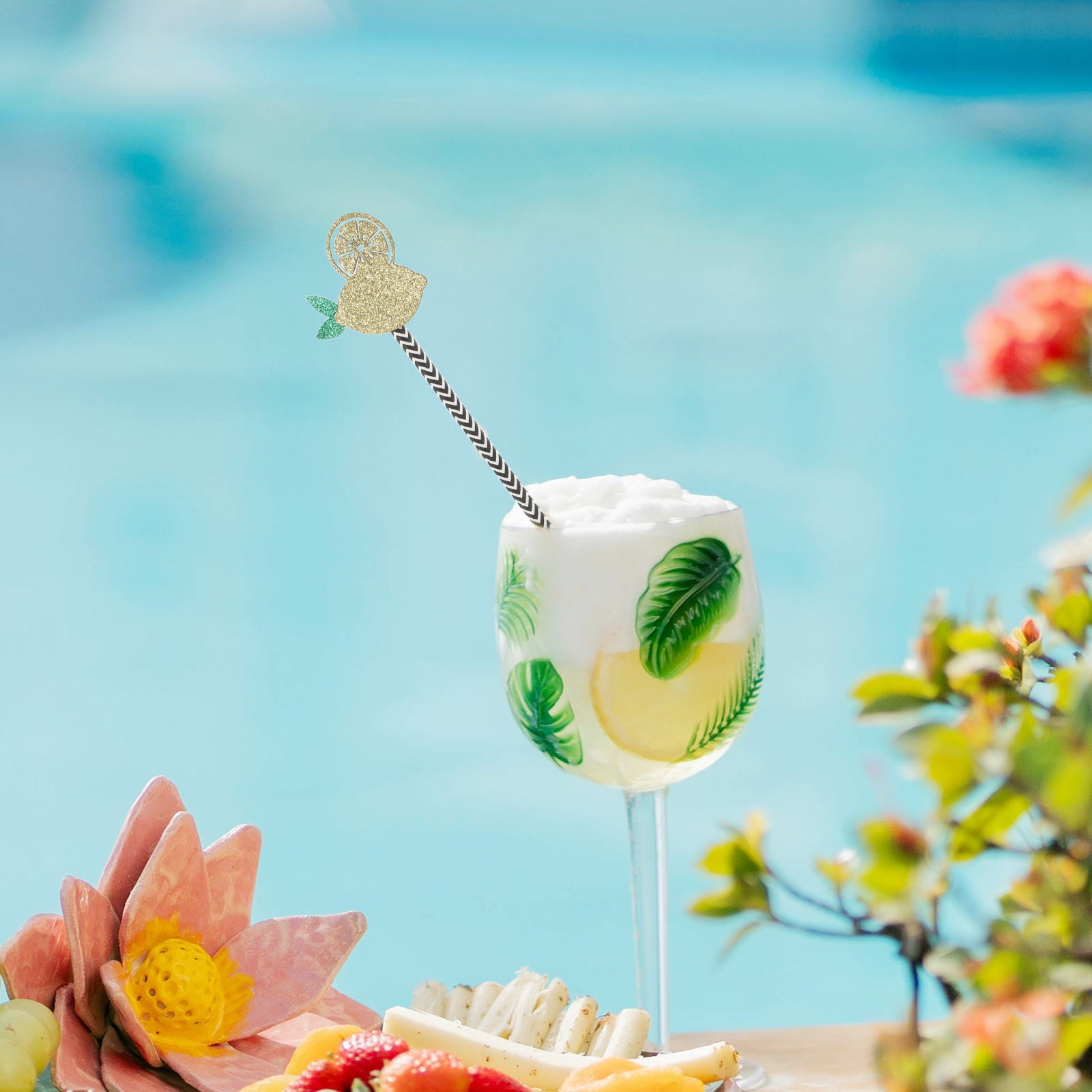 Raindrops 12pcs / Pack Fruit Lemon Insert Straws Drinking Straw For ...