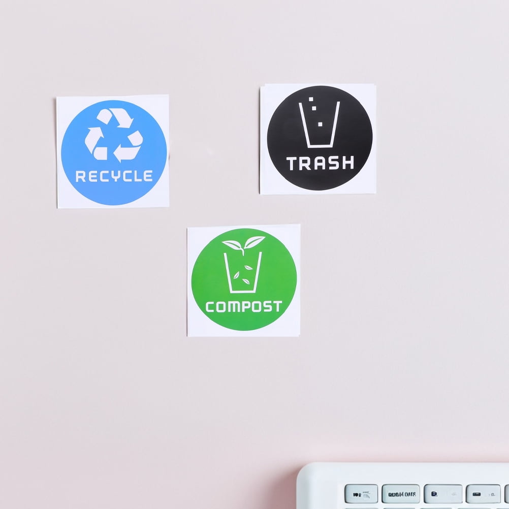 Raindrops 12pcs Recycling Bin Decals for Trash Sorting Classification ...