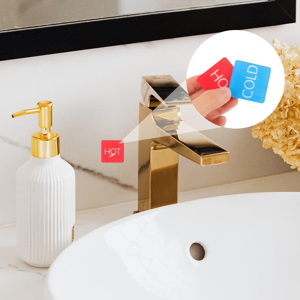 Raindrops 15 Pairs Faucet Sign Hot Cold Water Sticker Sink Stickers ...