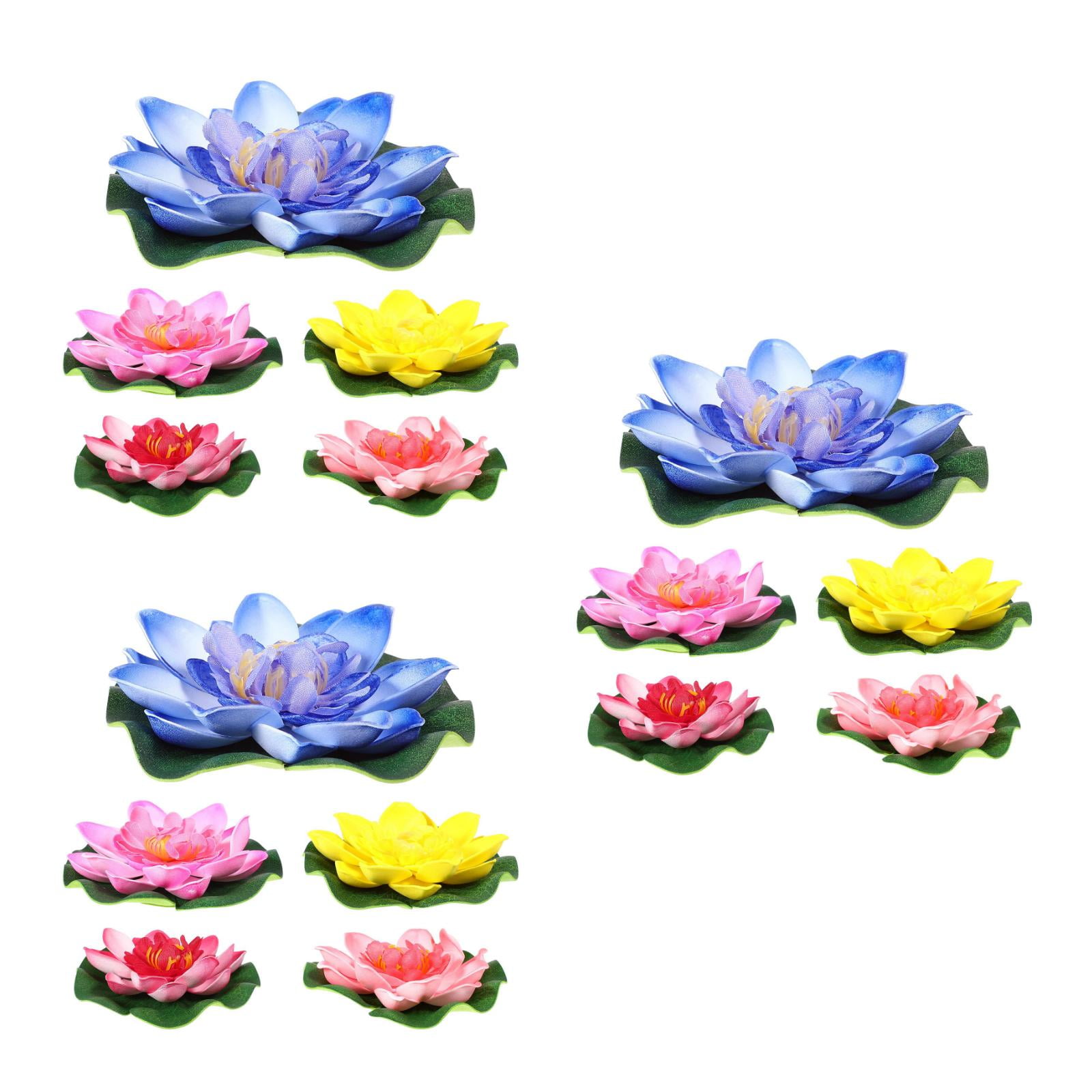 Raindrops 15 Pcs Artificial Floating Water Lily EVA Lotus Flower Pond ...