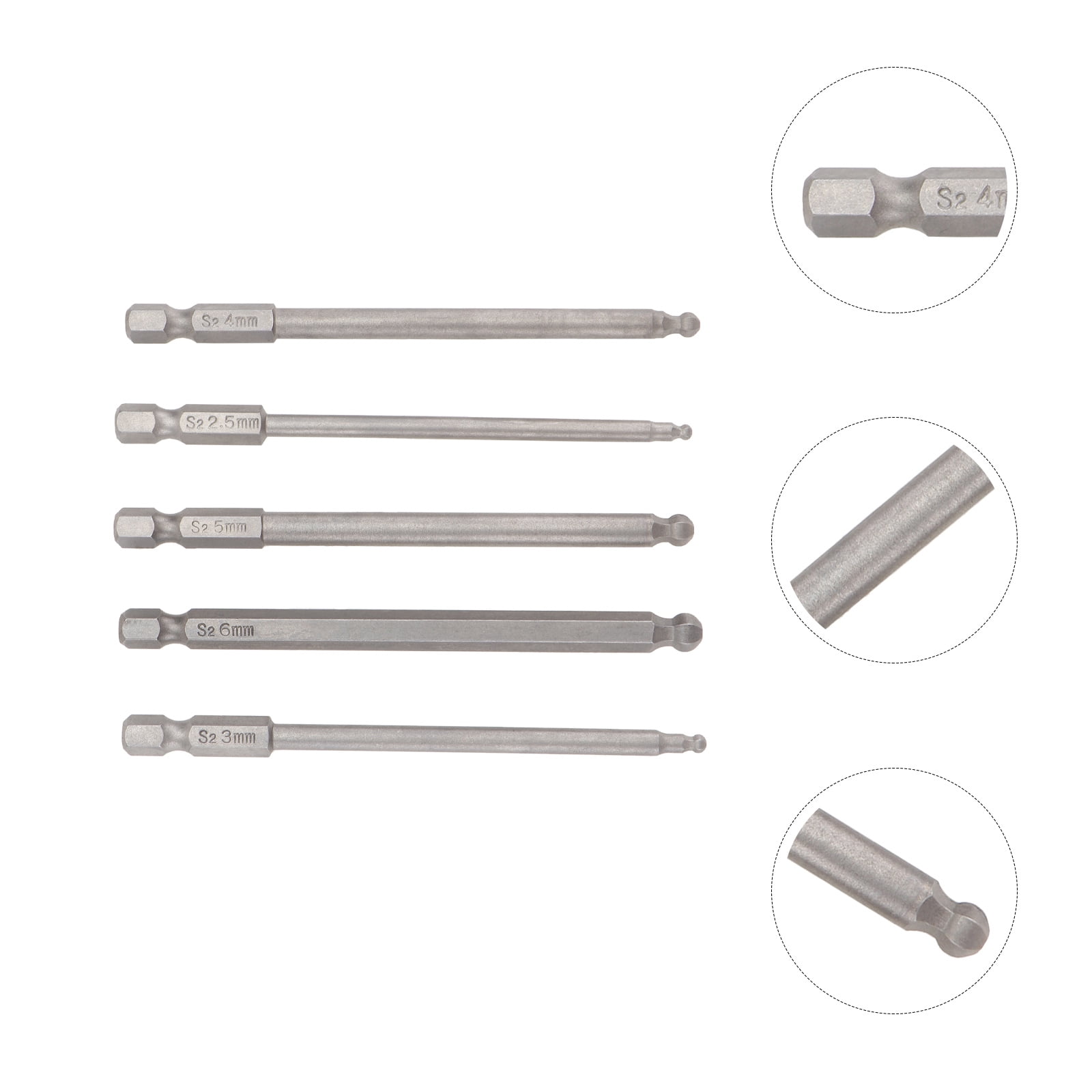 Raindrops 15 Pcs Steel Ball Screwdriver Bits Ball End Hexagon Head 2 ...