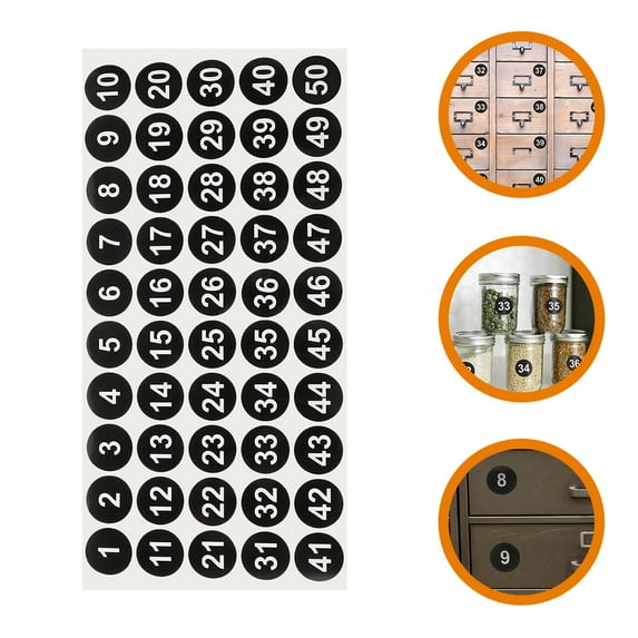 Raindrops Self-Adhesive Round Number Stickers for Organizing, Black ...