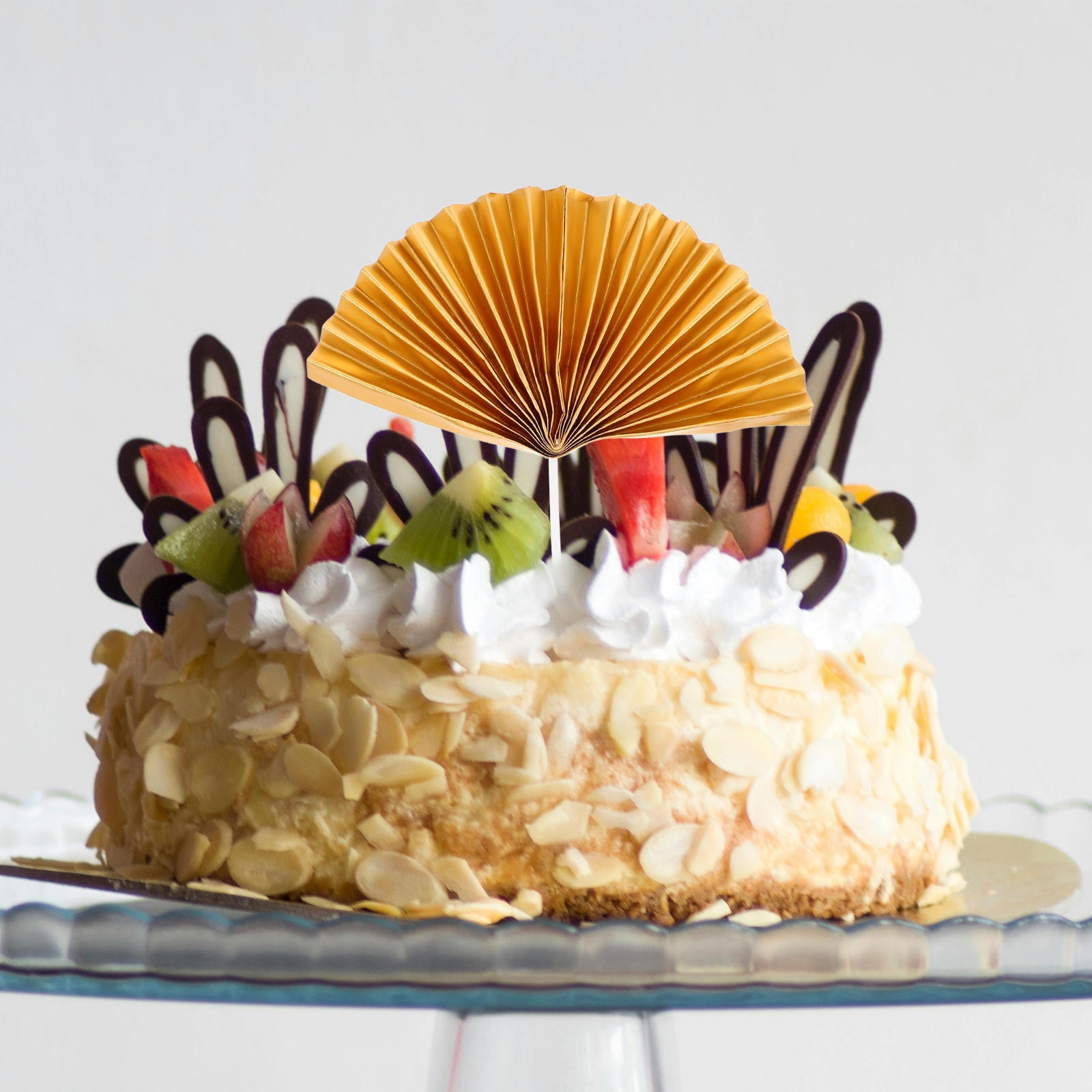 Raindrops 15pcs Gold Fan Cake Toppers For Birthday Cake For Chinese ...